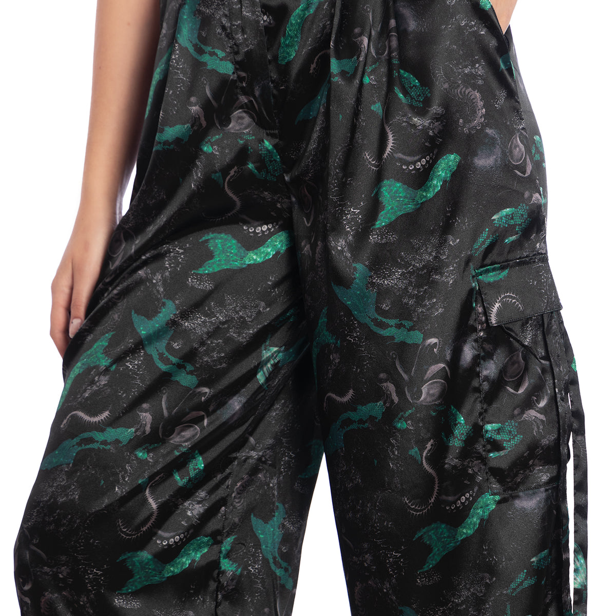 Abyss Wide Leg Satin Cargo Pants - Limited – BlackMilk Clothing