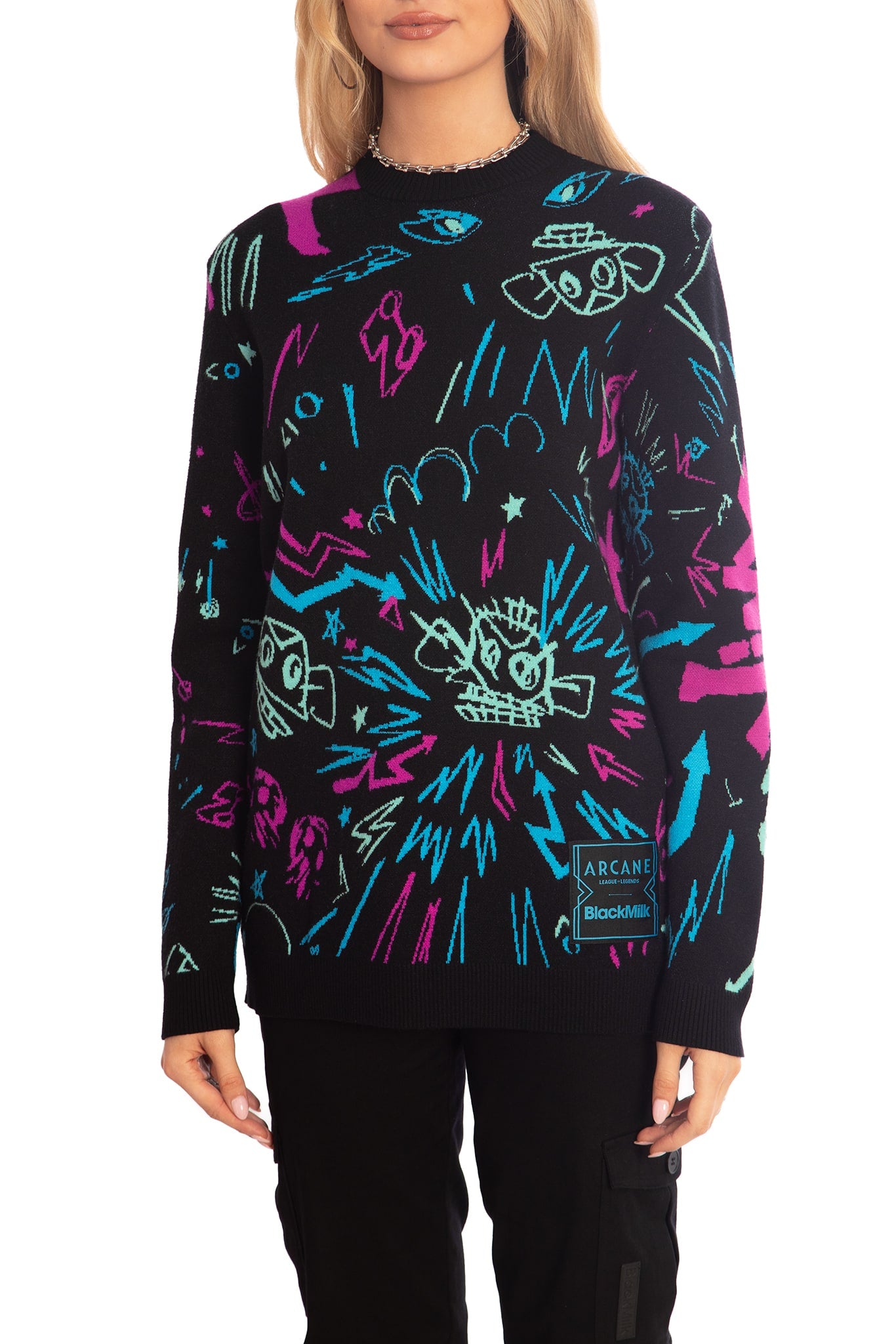 Jinx Graffiti Oversized Knit Sweater – BlackMilk Clothing