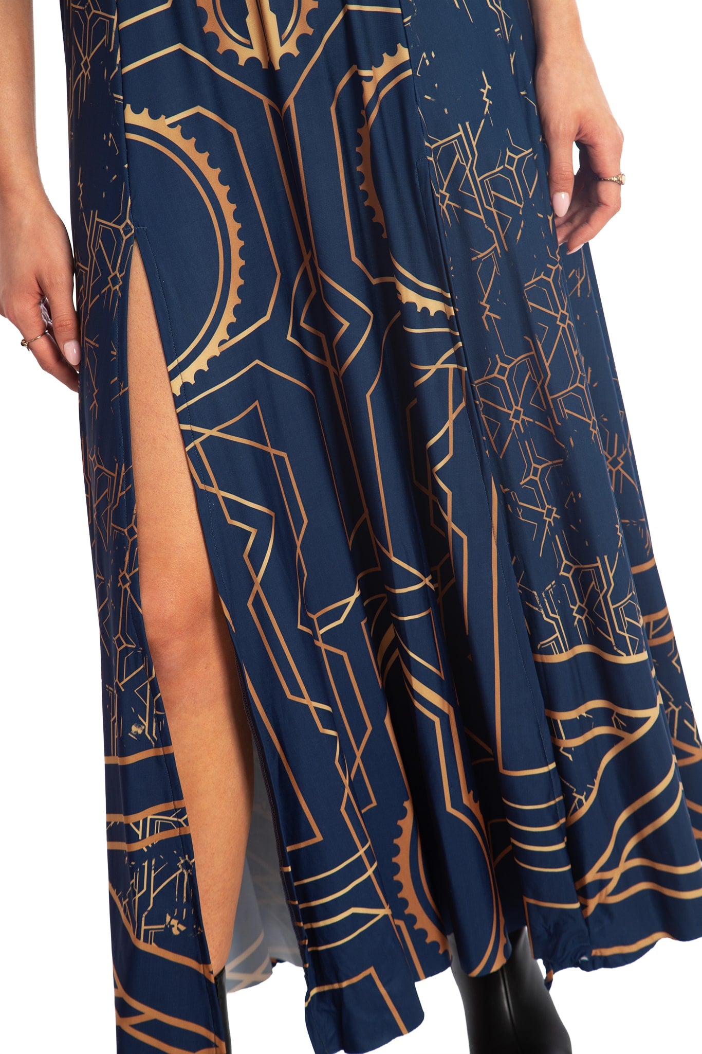 Piltover High Neck Cap Sleeve Split Maxi Dress - Limited – BlackMilk ...