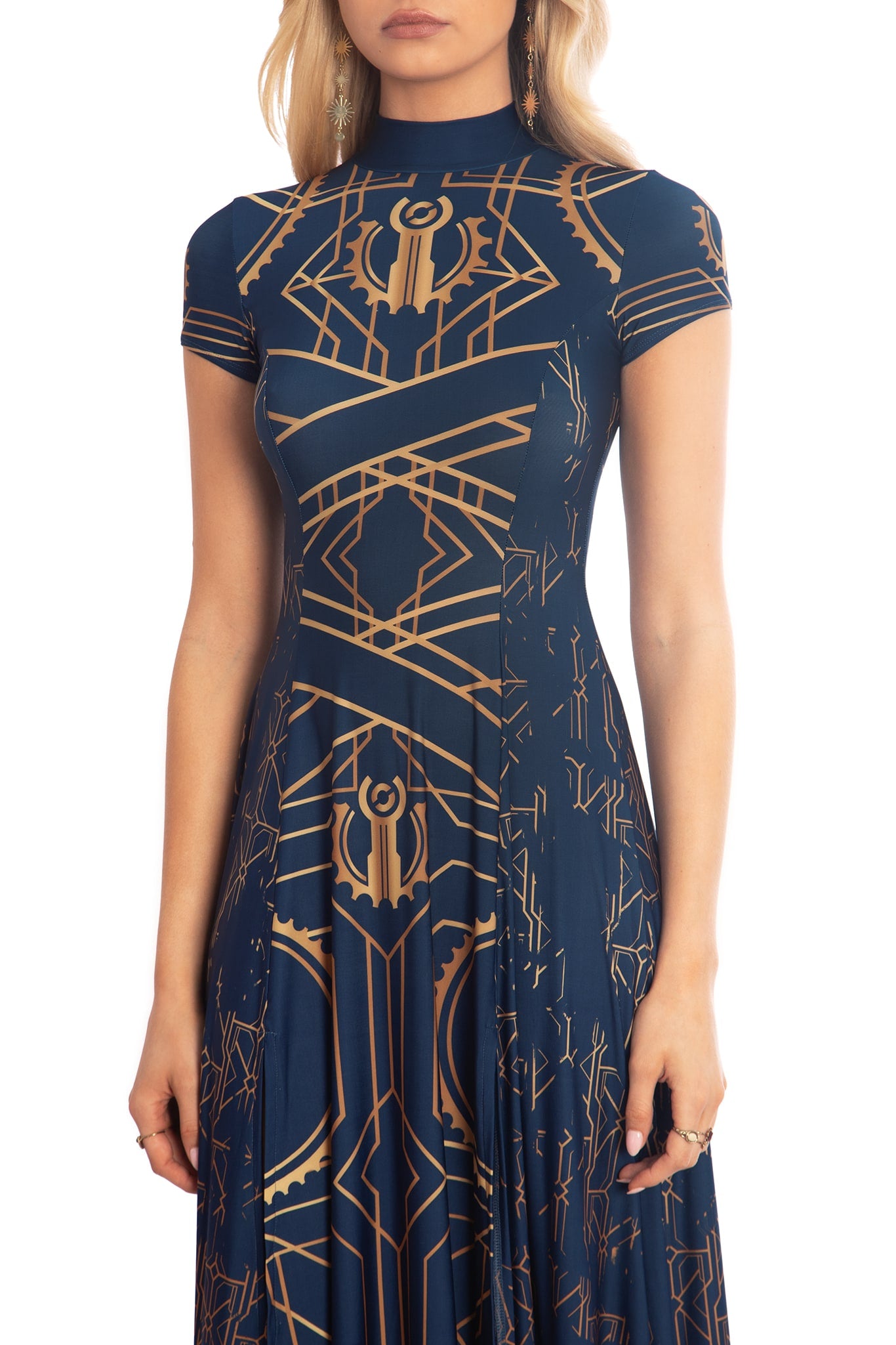 Piltover High Neck Cap Sleeve Split Maxi Dress - Limited – BlackMilk ...