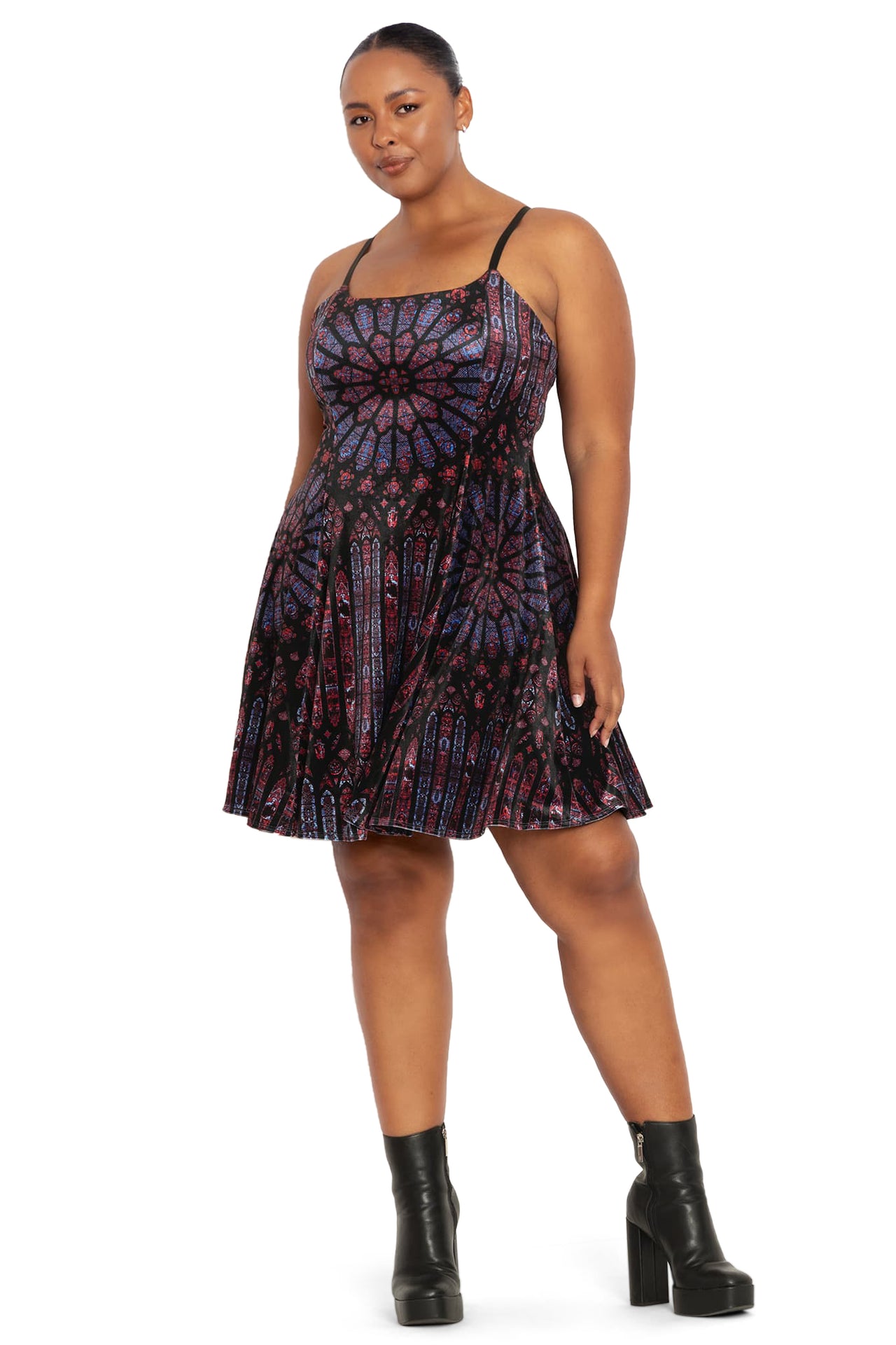 Basilica Of Saint-Denis Velvet Scoop Longline Strappy Dress – BlackMilk ...