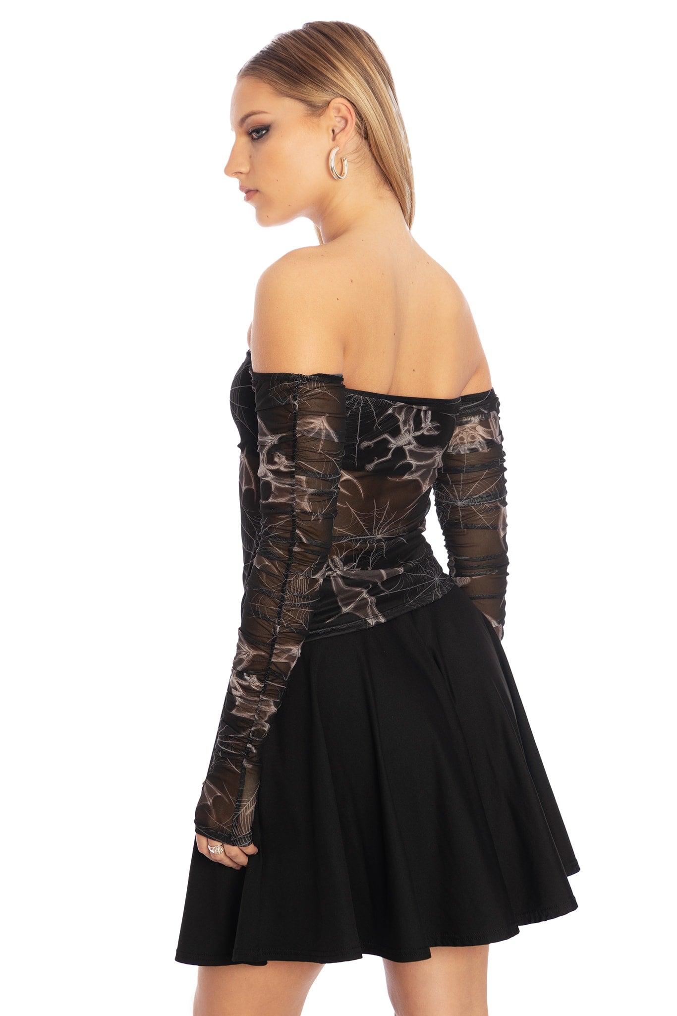Bat Bones Sheer Off The Shoulder Top - Limited – BlackMilk Clothing