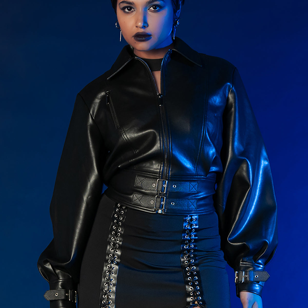Black Balloon Cropped Moto Jacket - Limited – BlackMilk Clothing