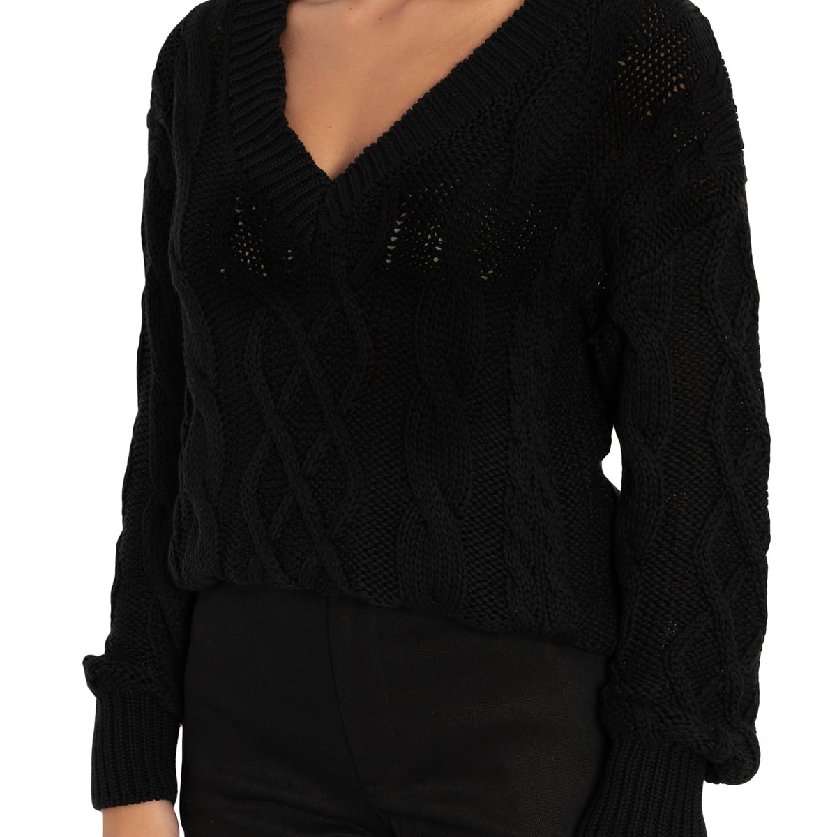 Black Cable Knit Sweater - Limited – BlackMilk Clothing