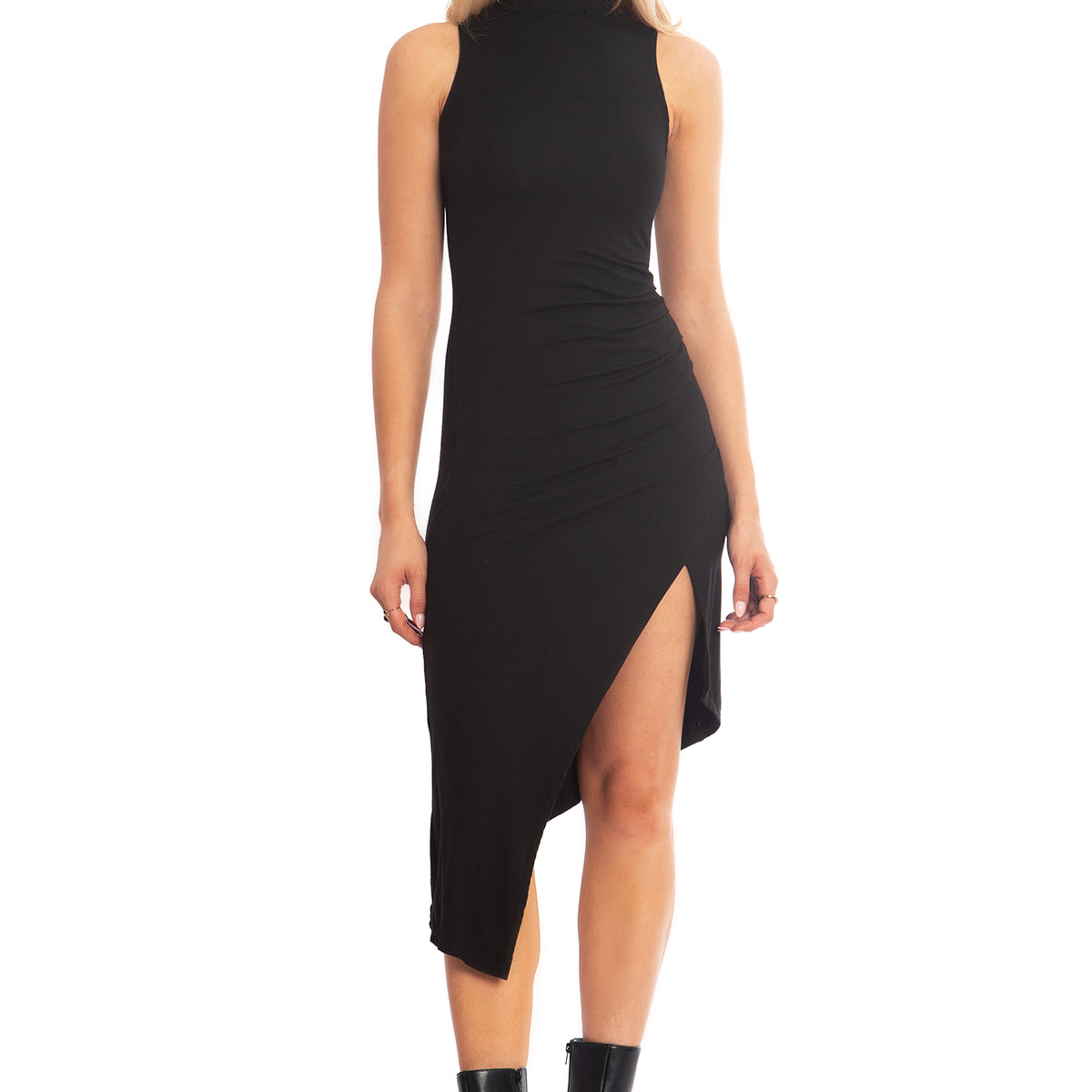 Black High Neck Asymmetric Dress – BlackMilk Clothing