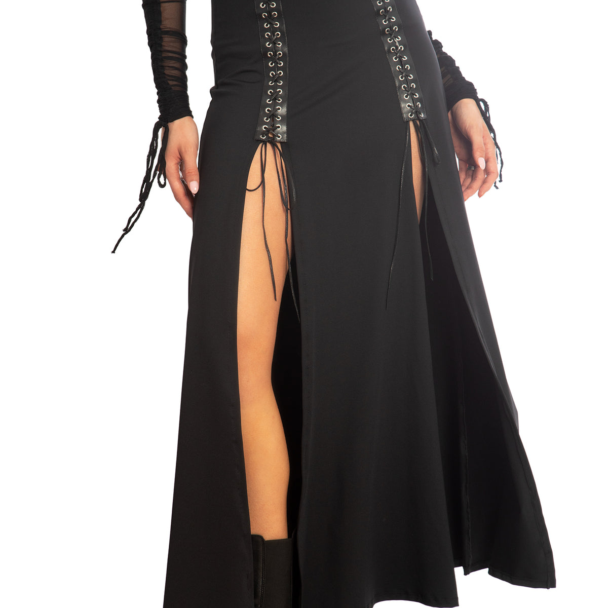 Matte Black Laced Split Skirt - Limited – BlackMilk Clothing