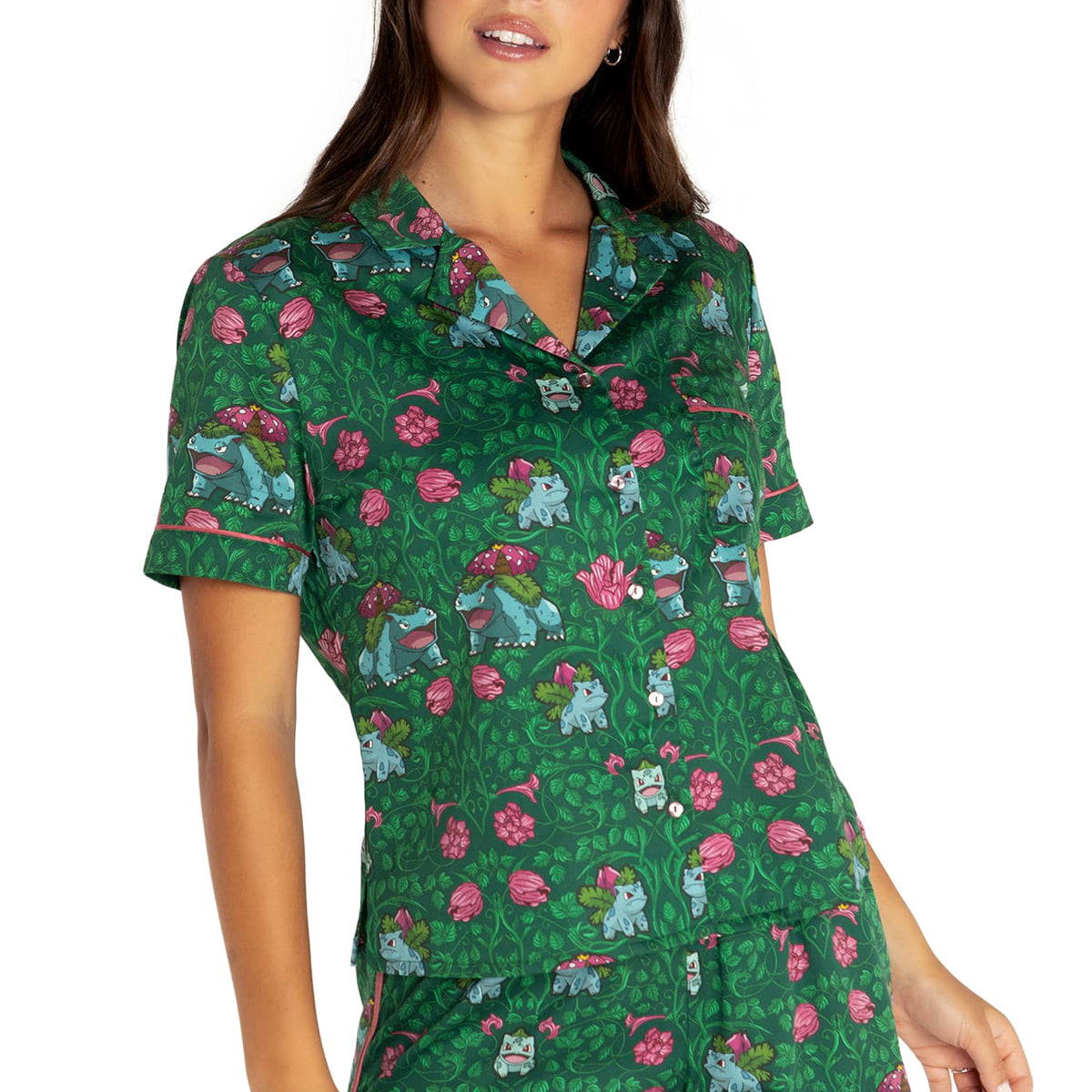 Bulbasaur Evolution Soft Button Up Sleep Shirt - Limited – BlackMilk ...