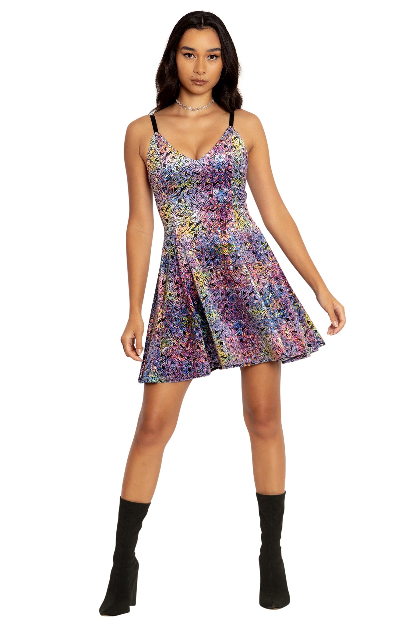 Glitter Dice Velvet Mini Strappy Dress – BlackMilk Clothing