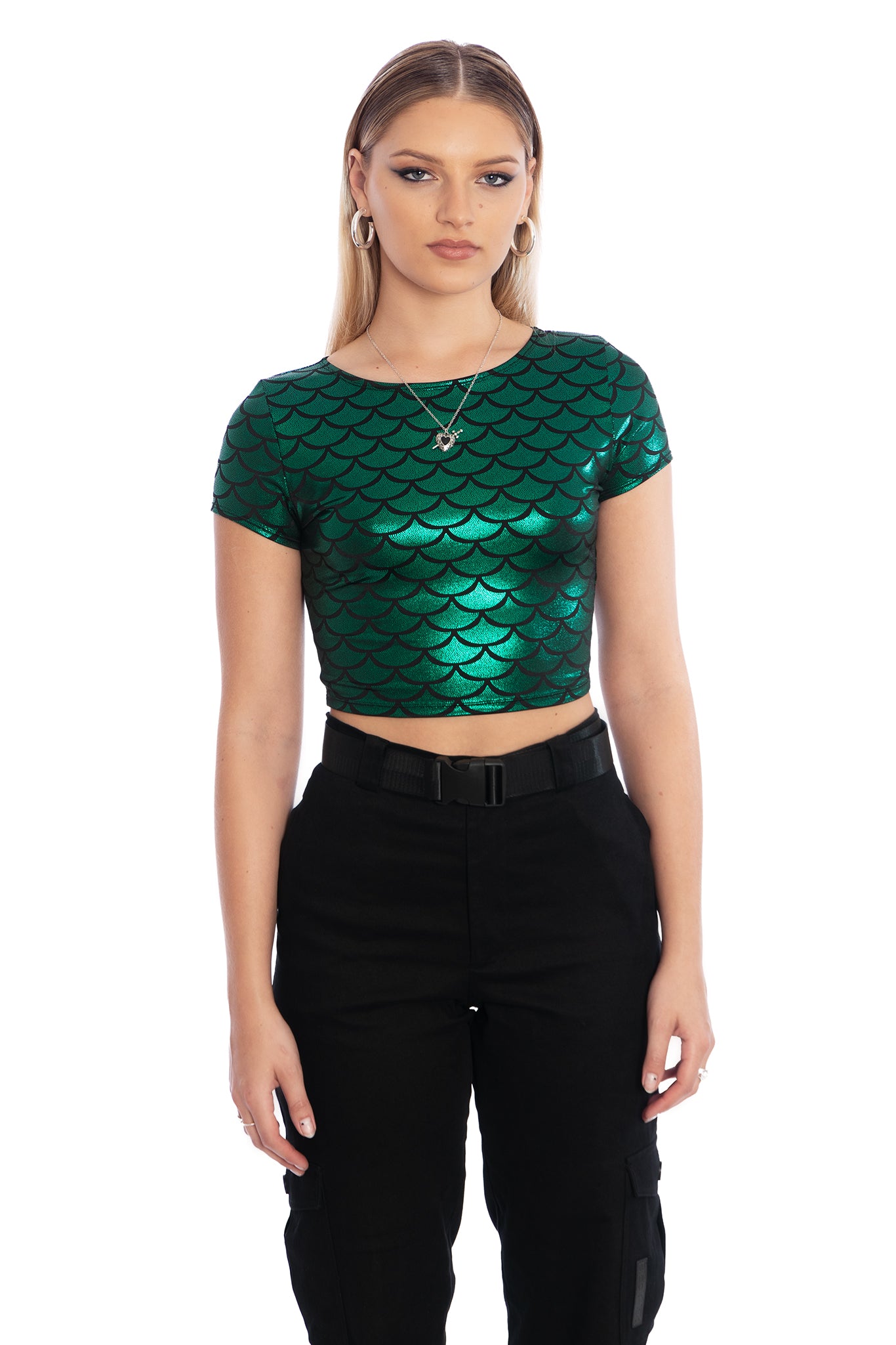 Mermaid Emerald Cap Sleeve Crop - Limited – BlackMilk Clothing