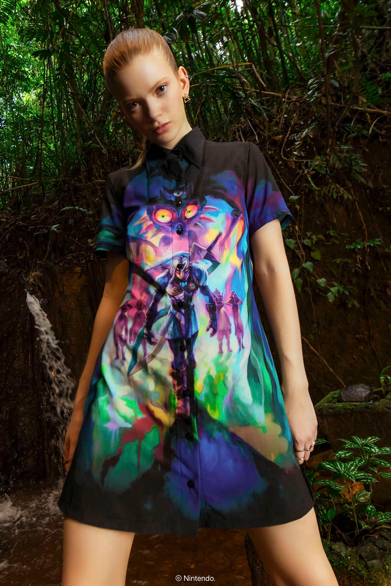 Fierce Deity Link Short Sleeve Shirt Dress - Limited – BlackMilk Clothing
