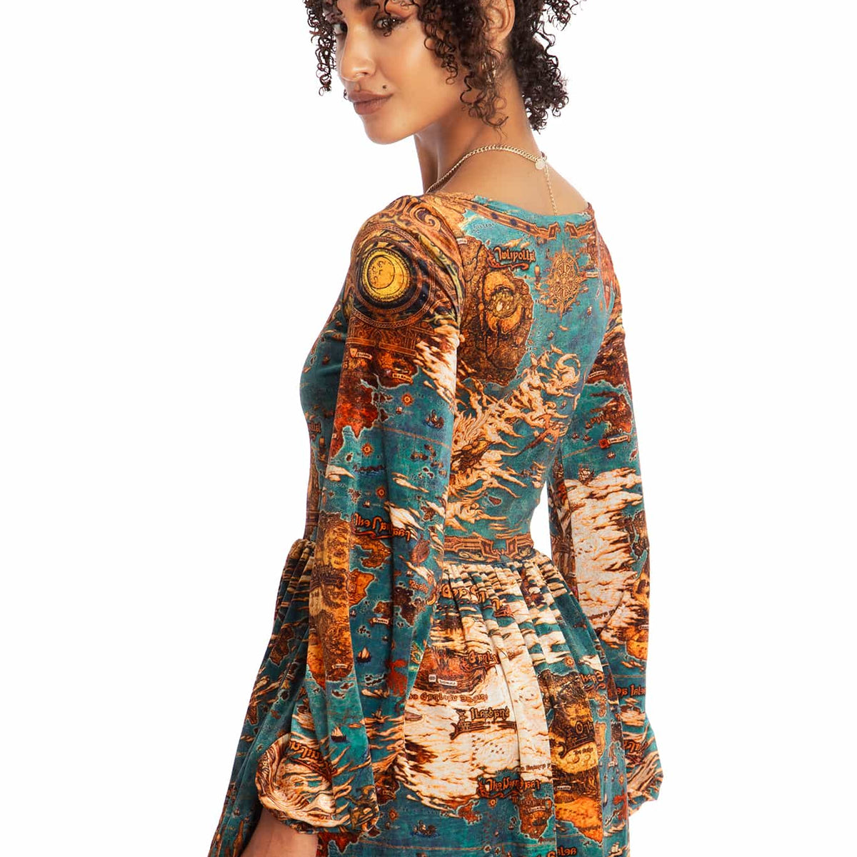 World Map Velvet Squared Up Bishop Skater Dress - Limited – BlackMilk ...