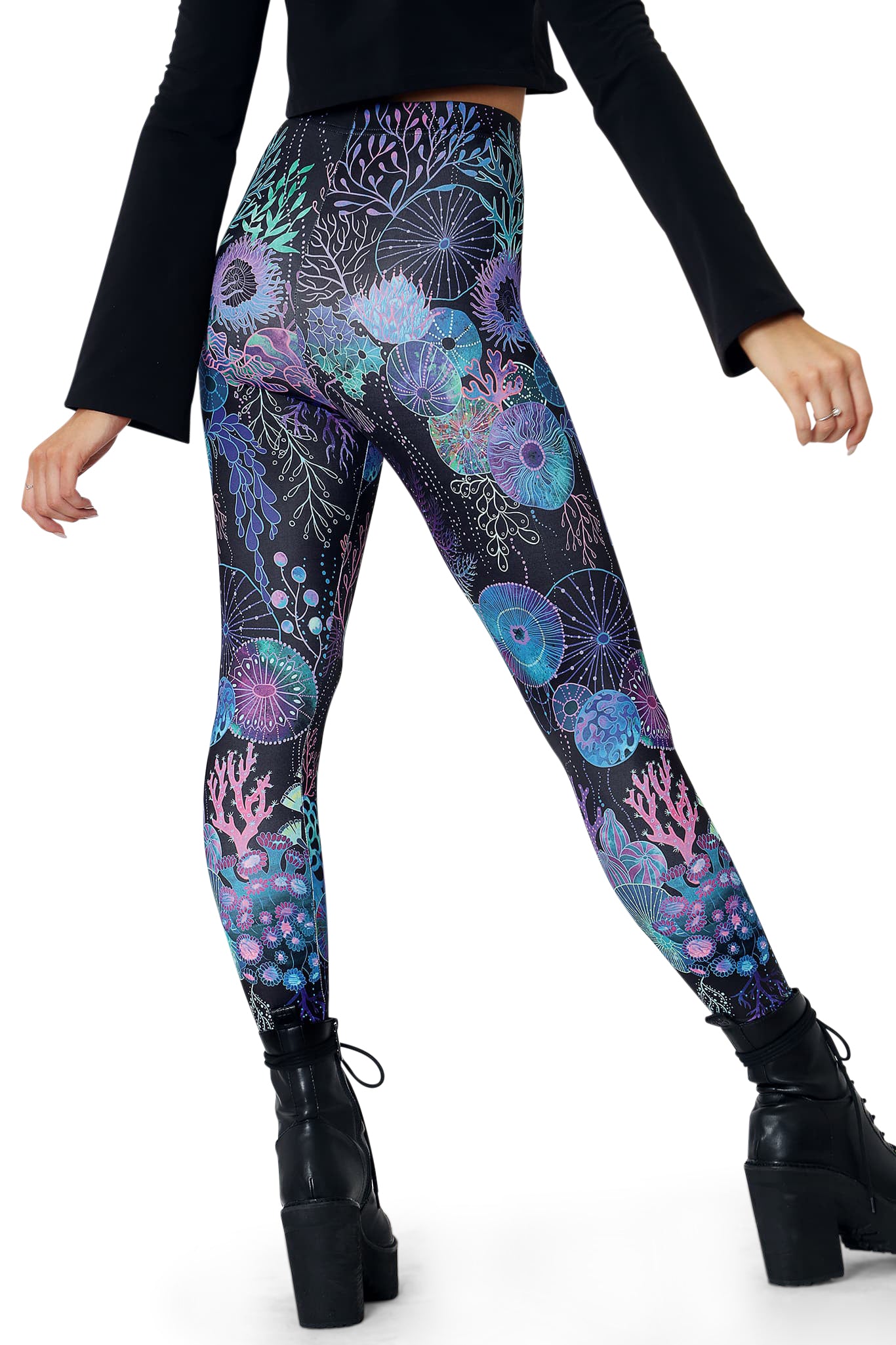 Floral Coral High Waisted Matte Finish Leggings – BlackMilk Clothing