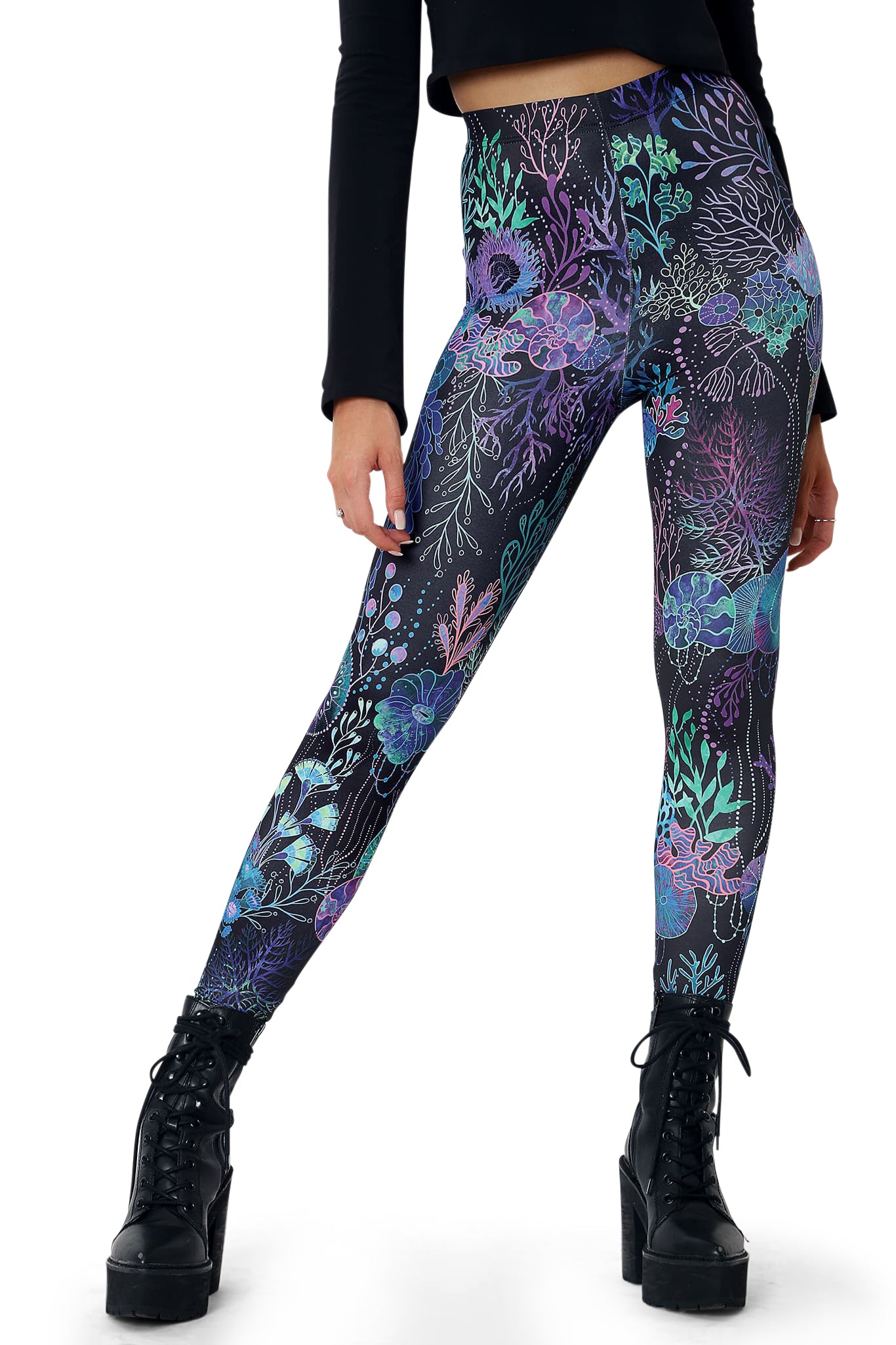 Floral Coral High Waisted Matte Finish Leggings – BlackMilk Clothing