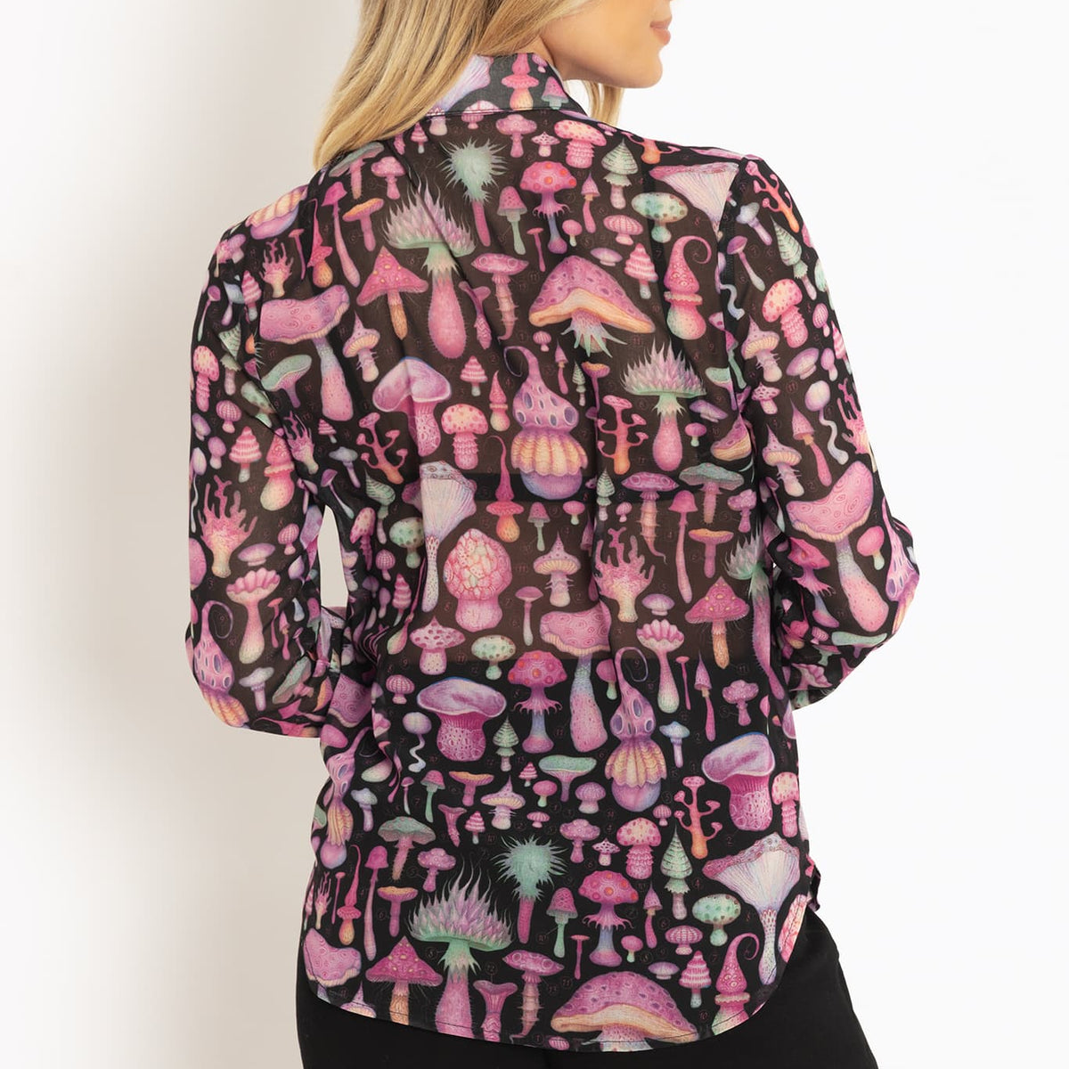 Fungirl Black Long Sleeve Cute As A Button Shirt - Limited – BlackMilk ...