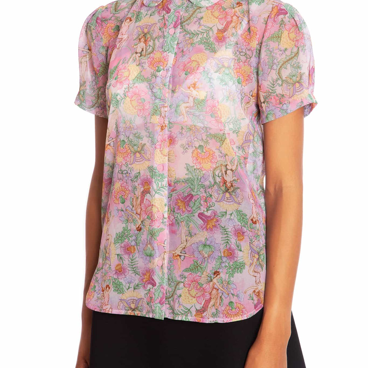 Goble Fairies Puff Sleeve Cute As A Button Shirt - Limited – BlackMilk ...