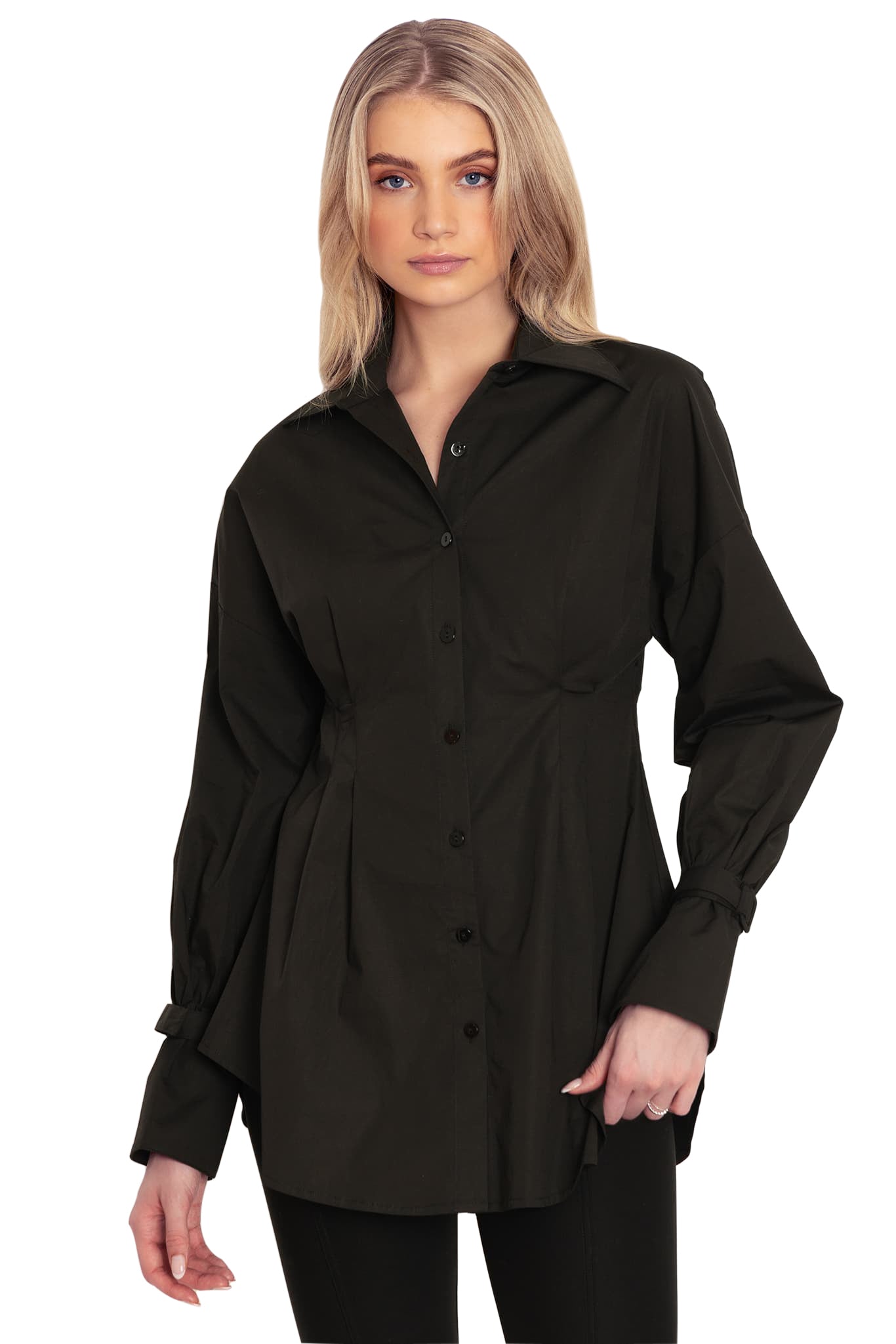 Gothic Romance Black Cinched Waist Button Up Shirt - Limited ...