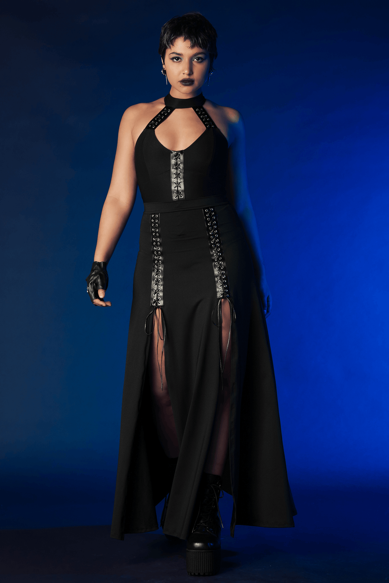 Matte Black Laced Split Skirt - Limited – BlackMilk Clothing