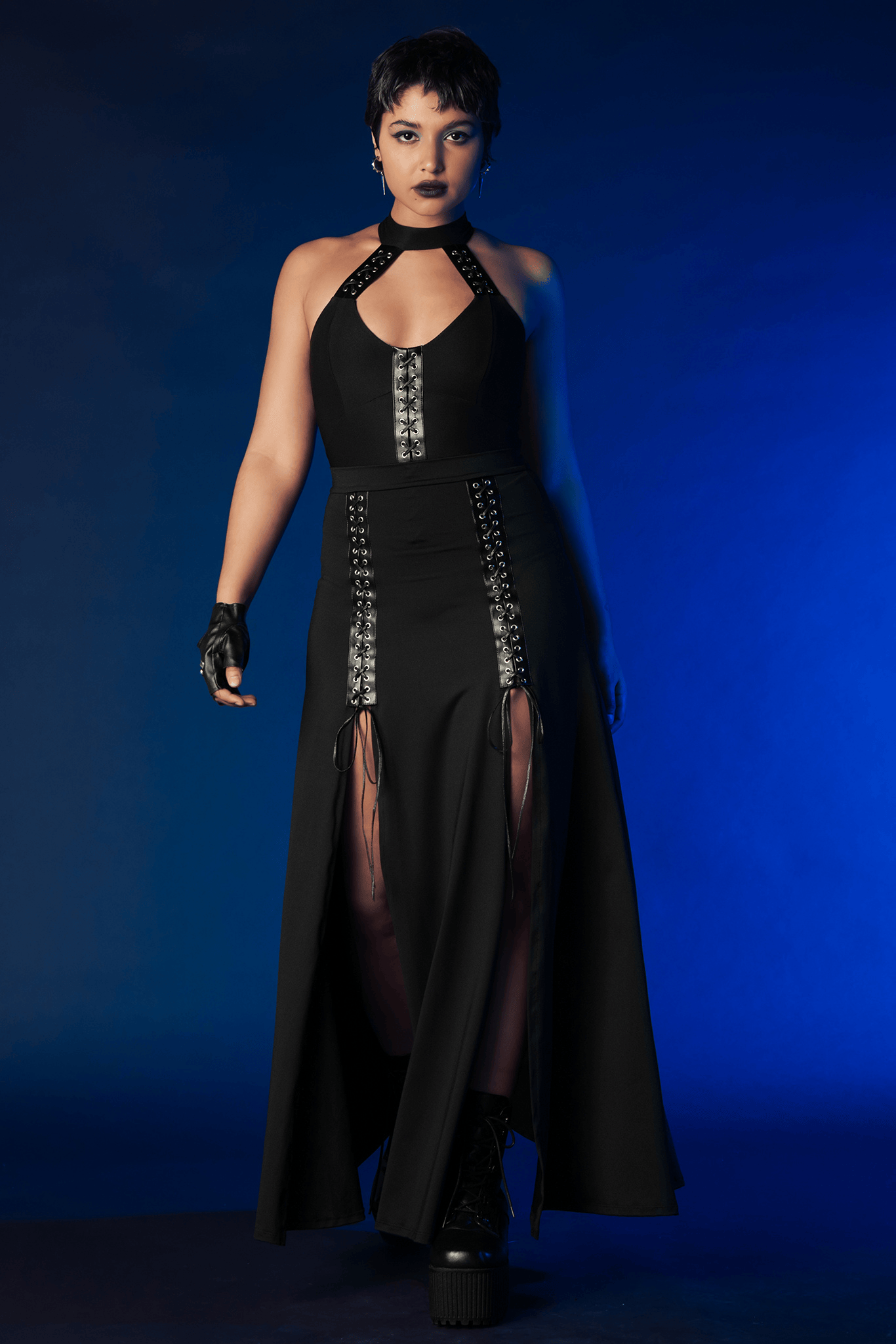 Matte Black Laced Split Skirt - Limited – BlackMilk Clothing