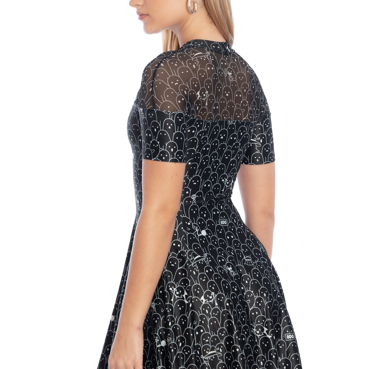 Hide And Shriek Sheer Splice Evil Tee Dress - Limited – BlackMilk Clothing