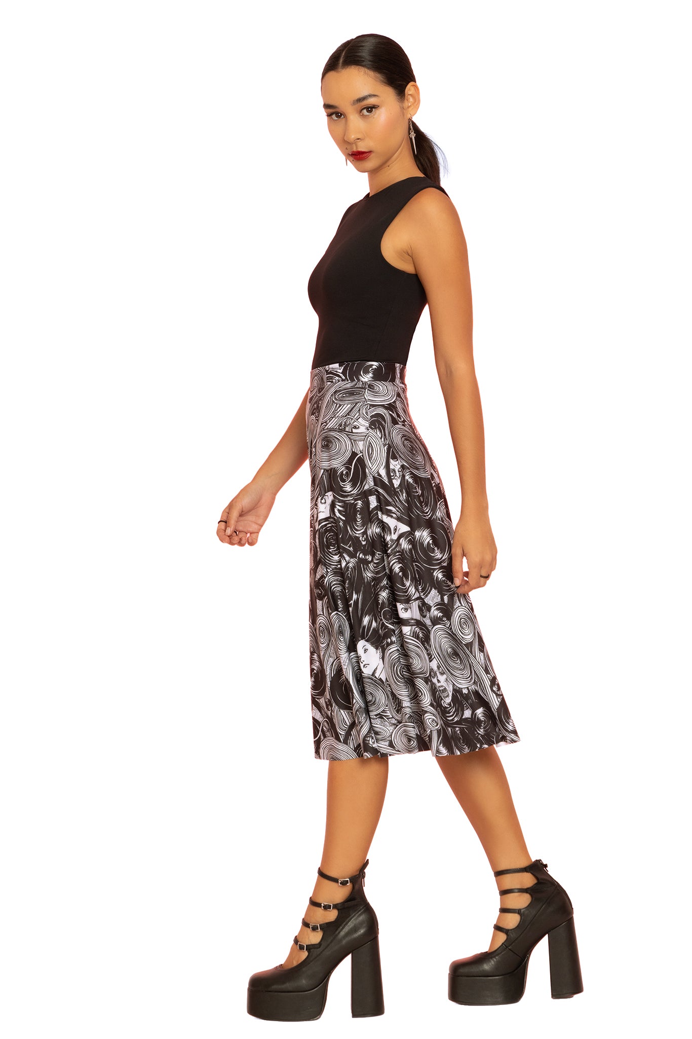 Medusa A-Line Midi Skirt – BlackMilk Clothing