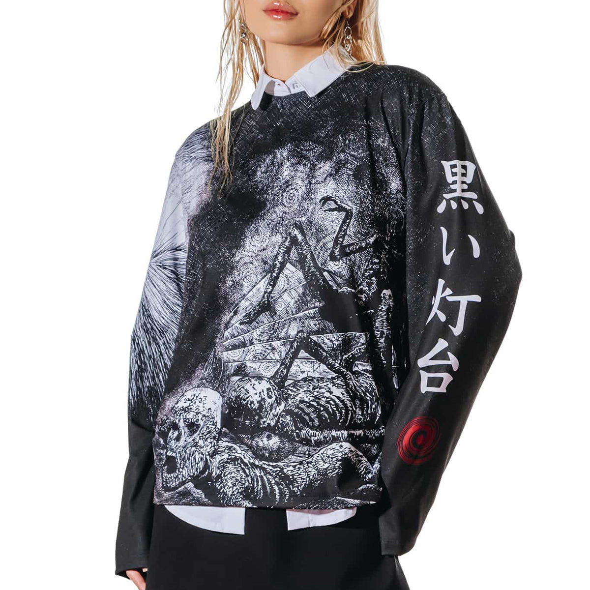 The Black Lighthouse Long Sleeve Oversized Boyfriend Tee – BlackMilk ...