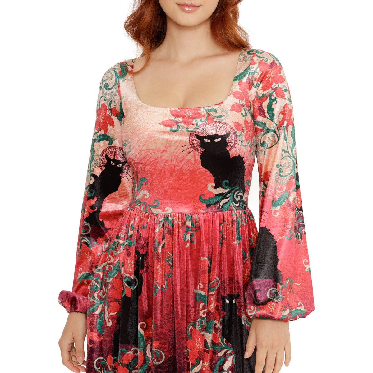 Le Chat Noir Velvet Squared Up Bishop Skater Dress - Limited ...