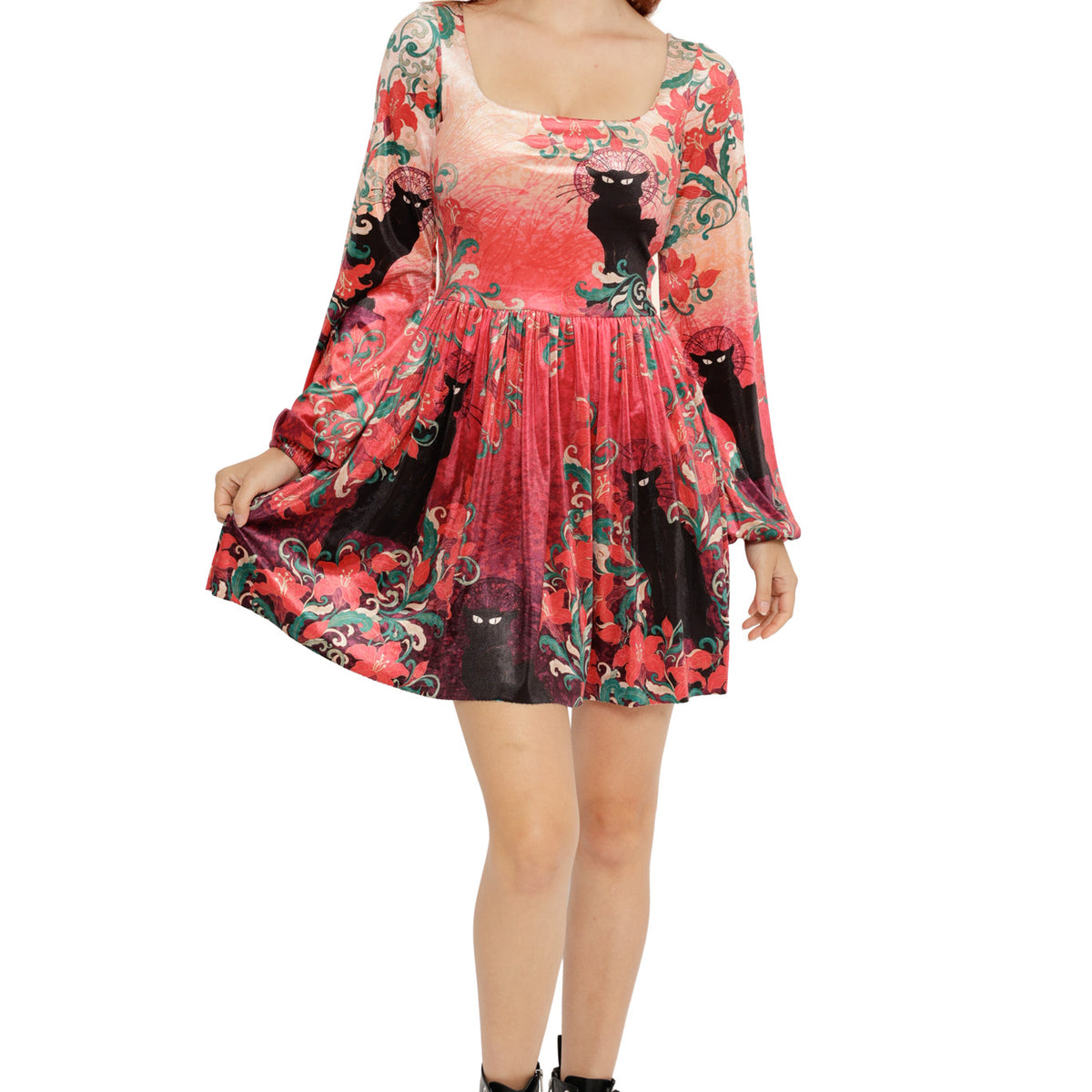 Le Chat Noir Velvet Squared Up Bishop Skater Dress - Limited ...