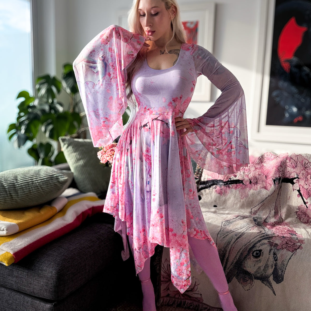 Pearl in Sakura Spectre Handkerchief Dress – BlackMilk Clothing