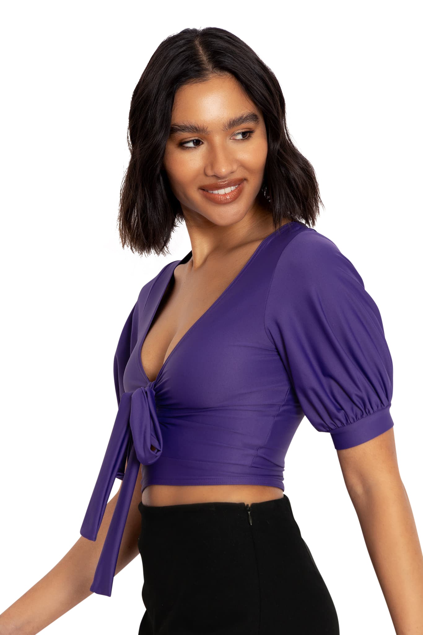 Matte Violet Puff Sleeve Rio Top - Limited – BlackMilk Clothing