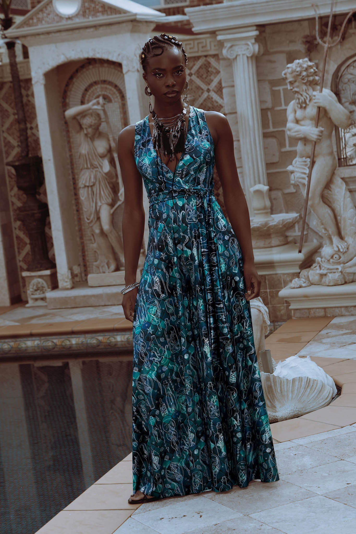 Mermaid's Grotto Plunge Wide Leg Jumpsuit - Limited – BlackMilk Clothing