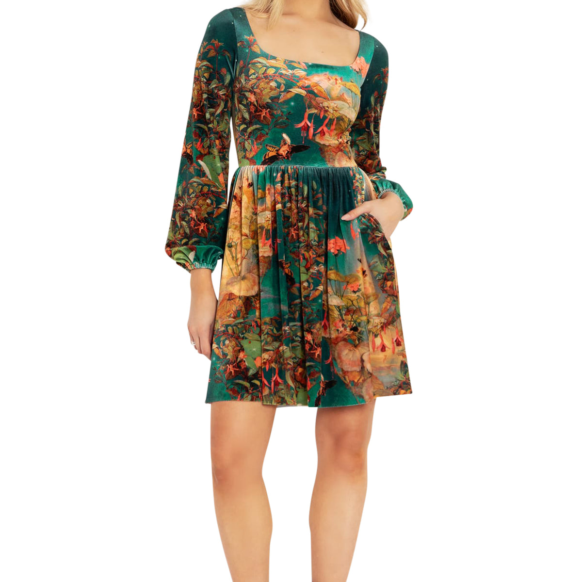 Midsummer Night's Fairies Velvet Squared Up Bishop Longline Dress ...