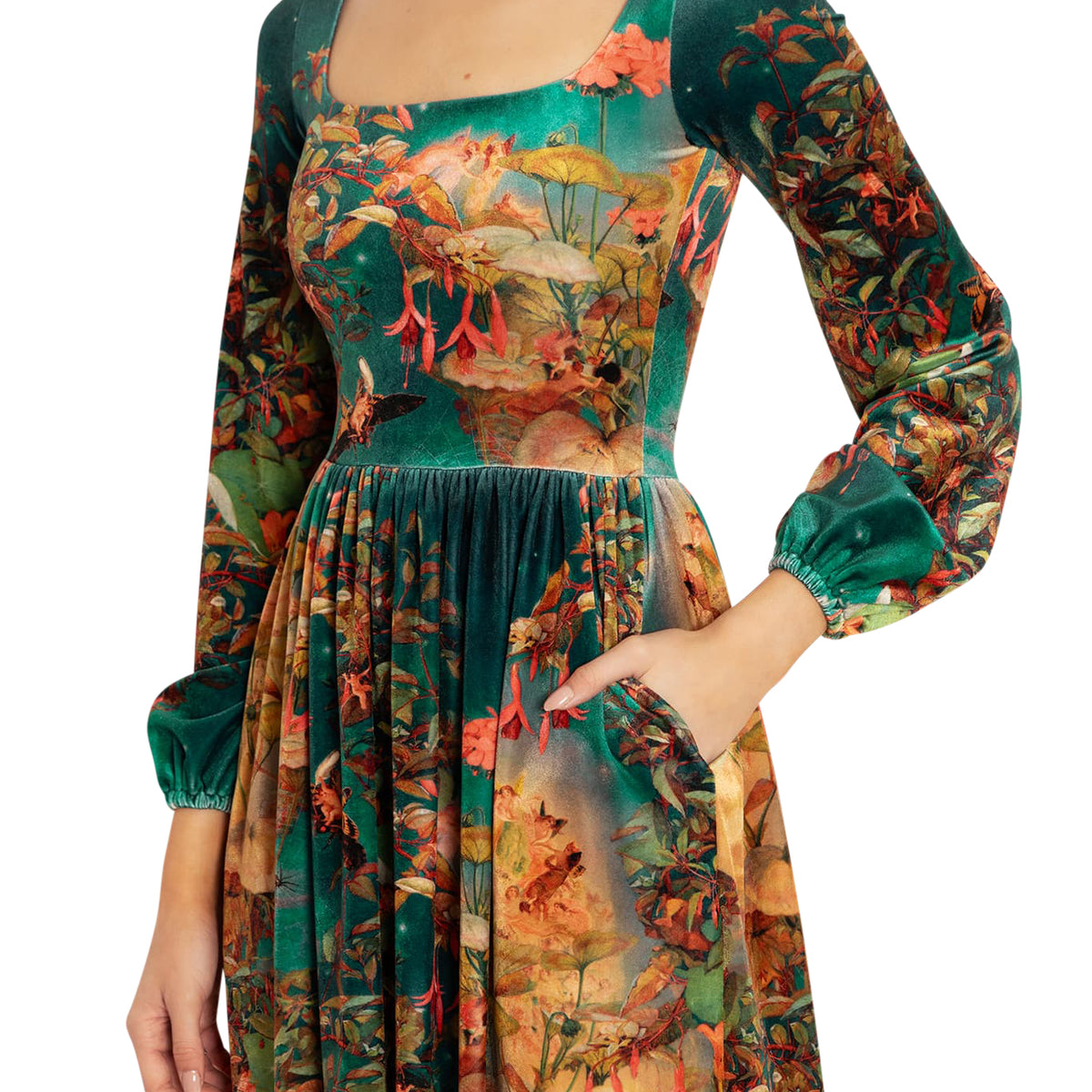 Midsummer Night's Fairies Velvet Squared Up Bishop Longline Dress ...