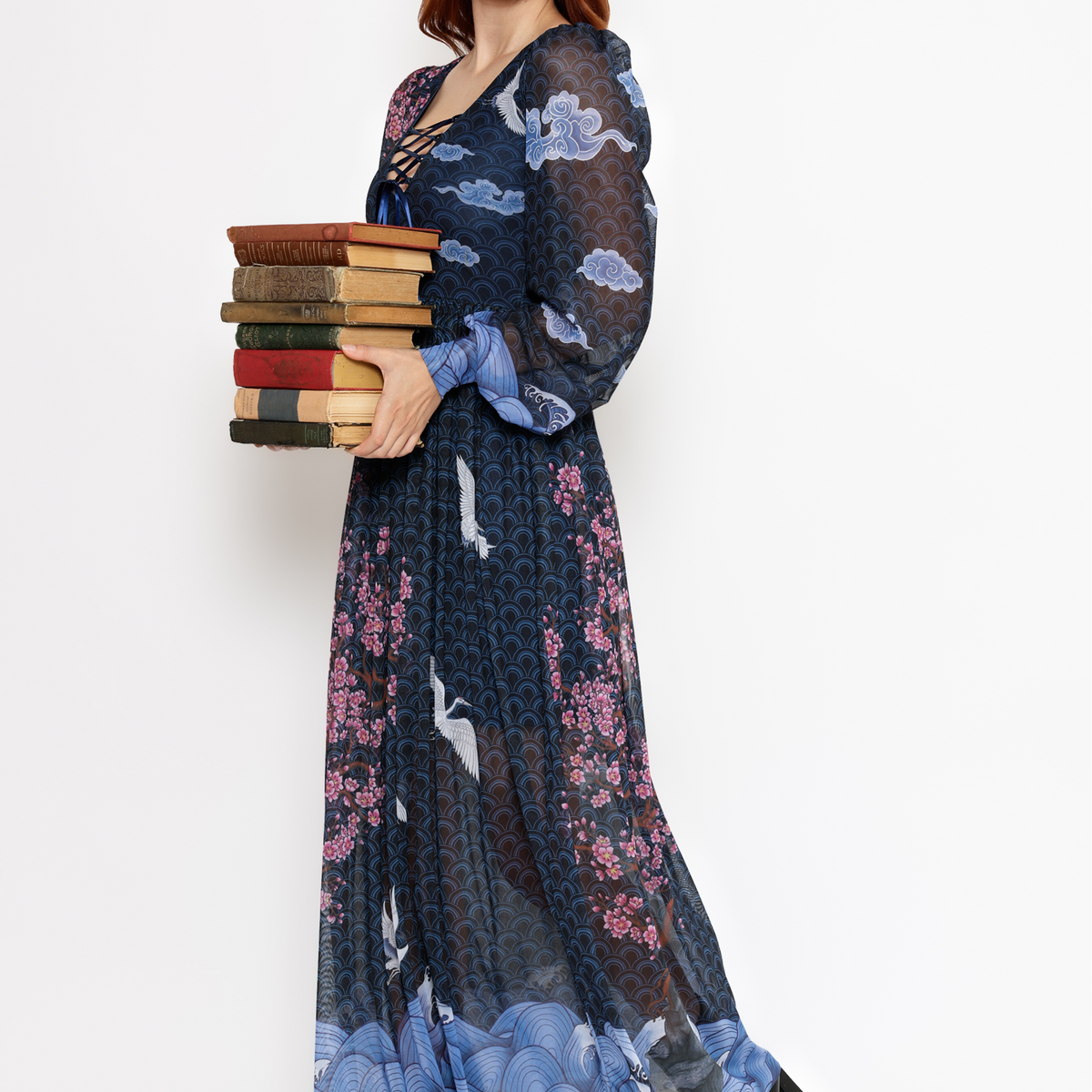 Flight of Tsuru Bishop Sleeve Maxi Dress - Limited – BlackMilk Clothing