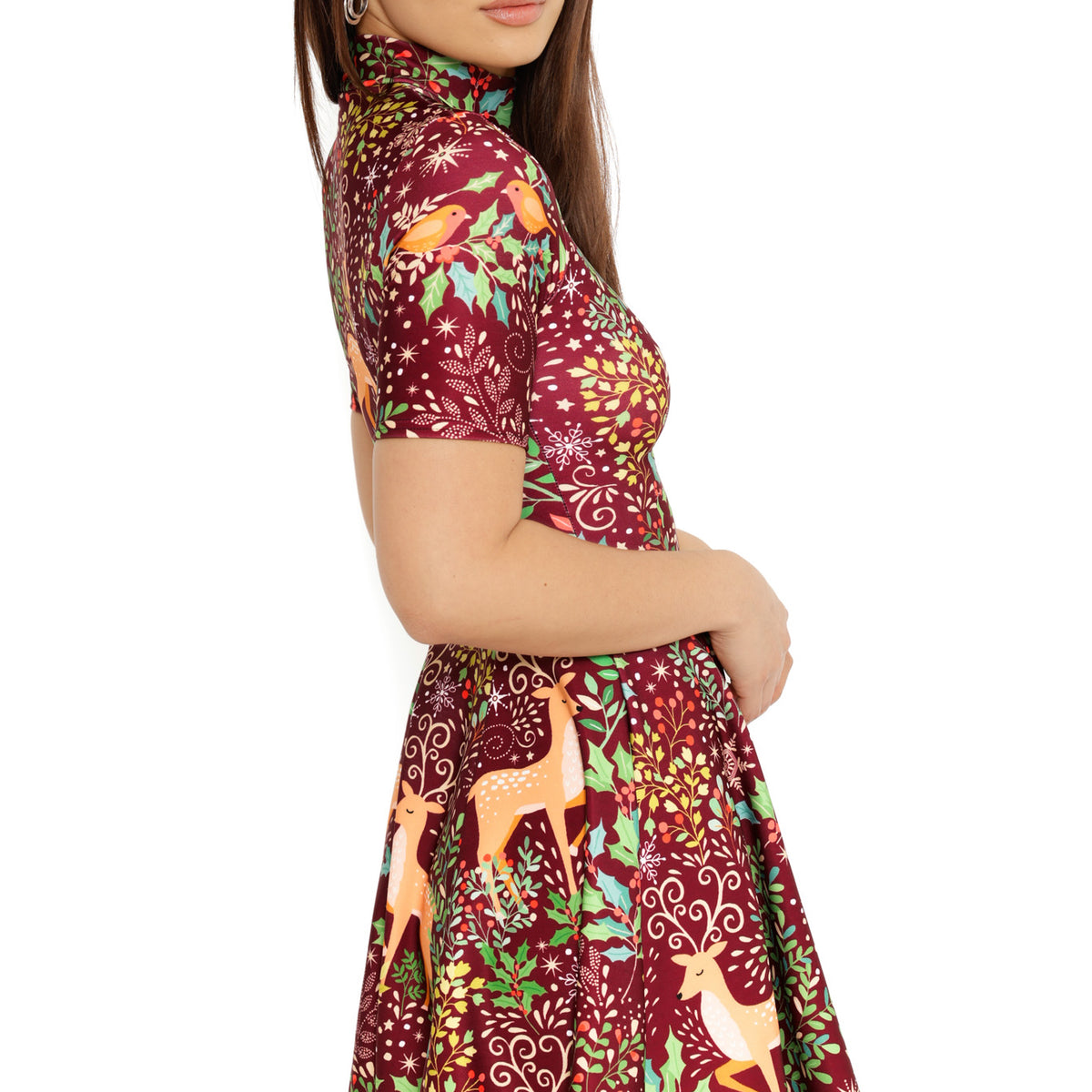 Oh Deer High Neck Short Sleeve Evil Skater Dress - Limited – BlackMilk ...