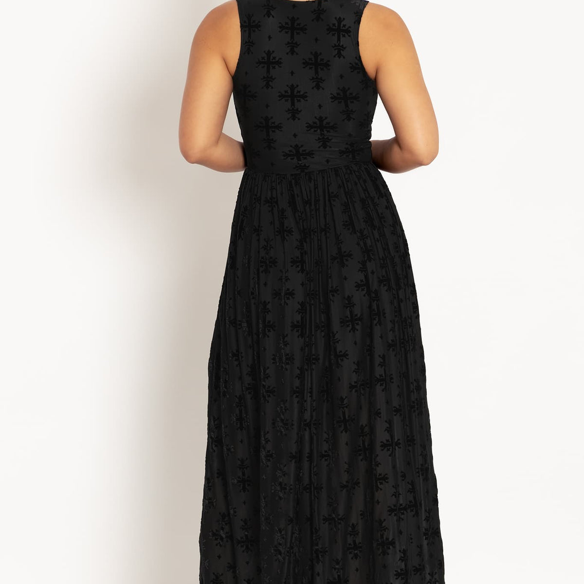 Burned Velvet Coffin Lining V Neck Gathered Maxi Dress - Limited ...