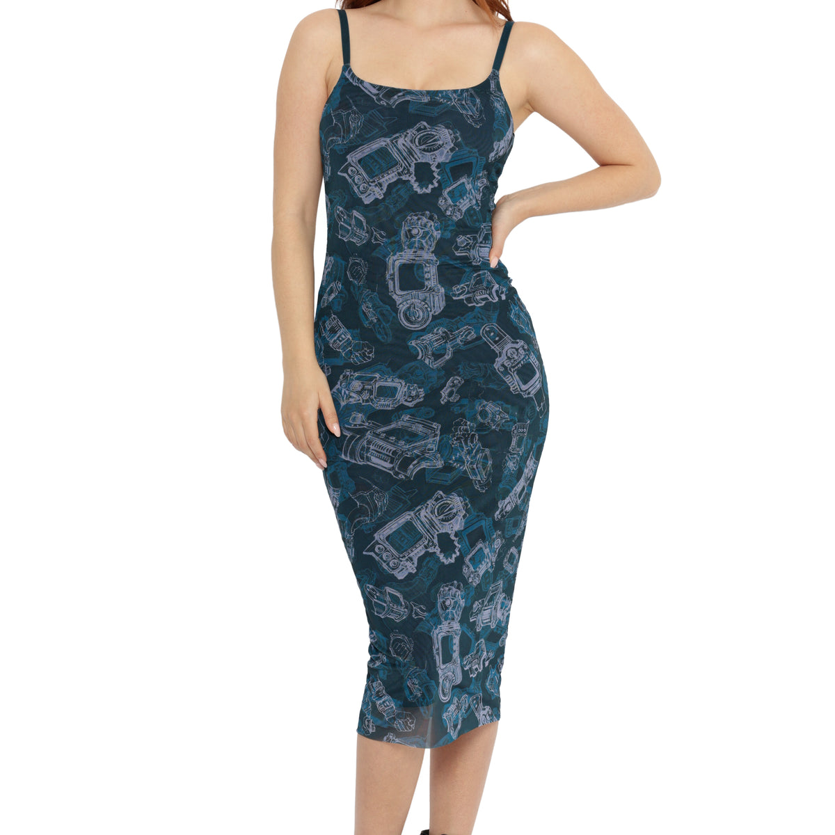 Pip-Boy Schematics Sheer Bodycon Slip Dress - Limited – BlackMilk Clothing