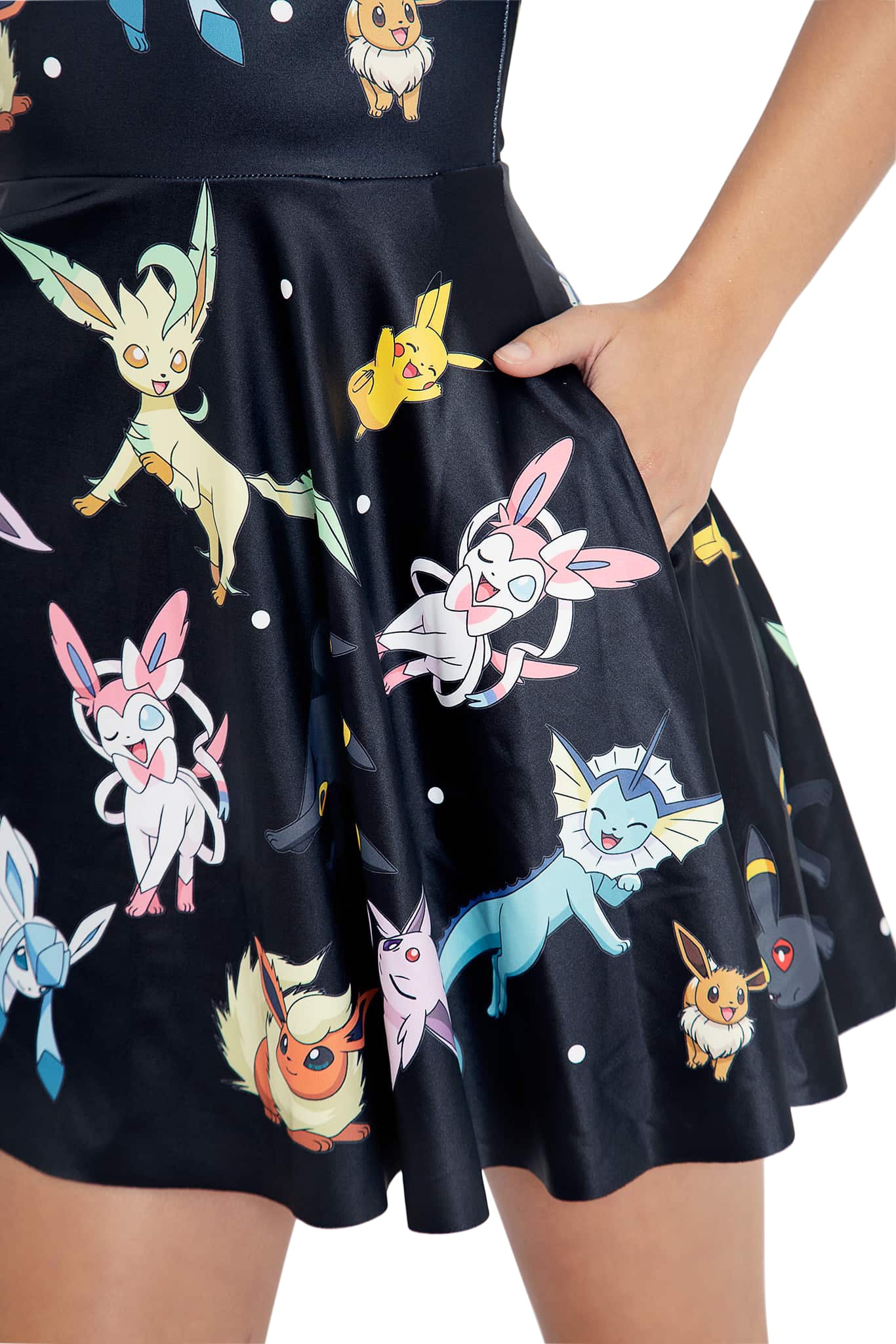 Eevee Evolution Black Scoop Skater Dress – BlackMilk Clothing