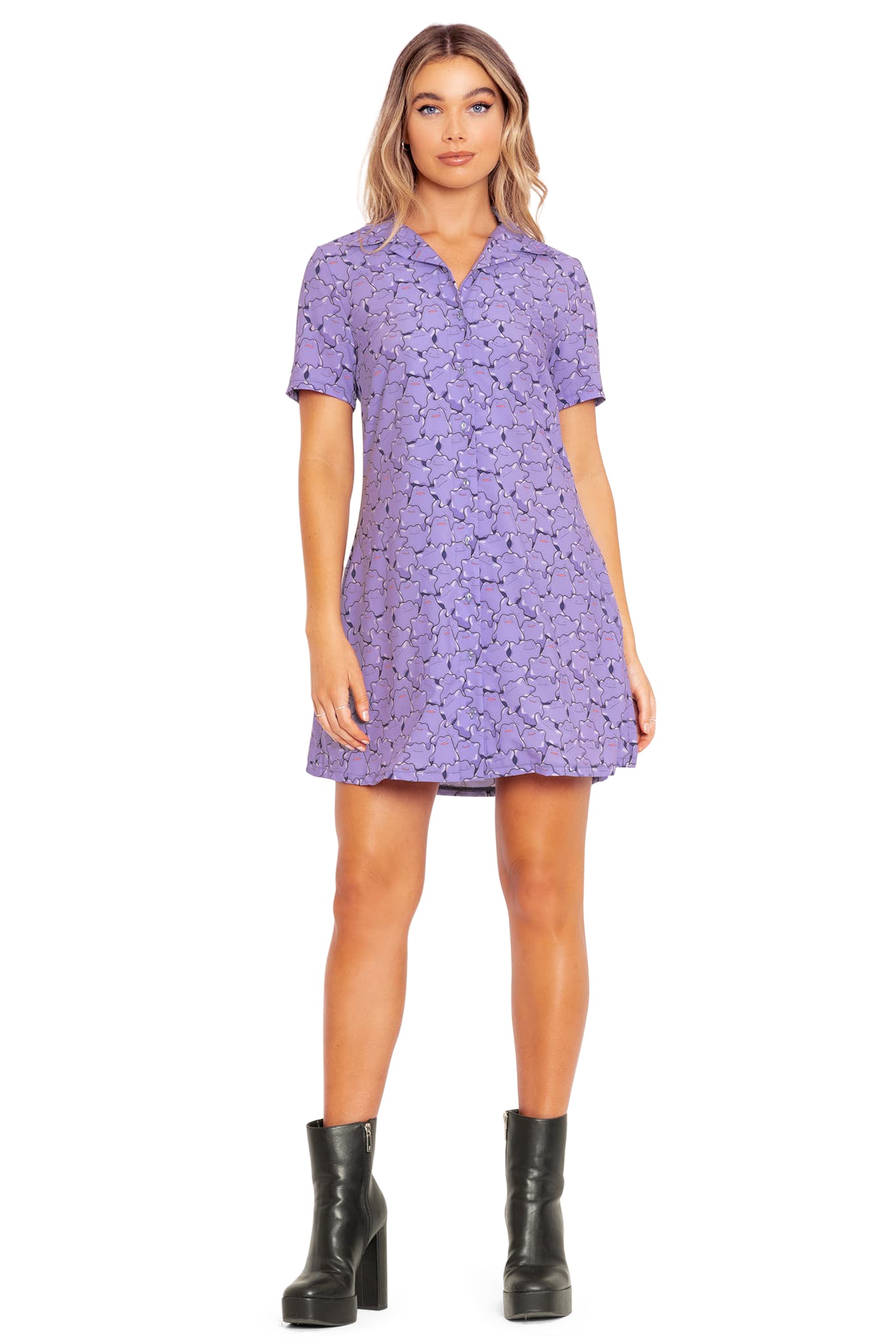 Ditto Pile Short Sleeve Button Up Dress - Limited – BlackMilk Clothing