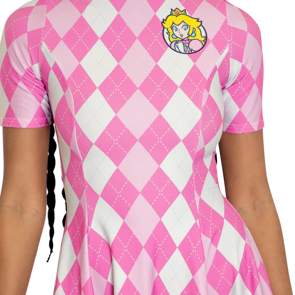 Princess Peach Argyle Short Sleeve Evil Mini Skater Dress - Limited ...