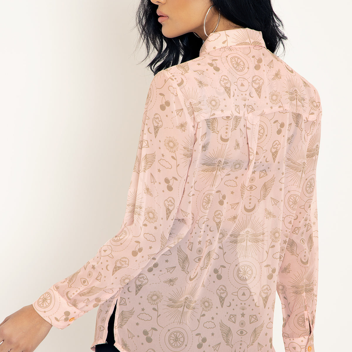 Sacred Happiness Button Me Up Shirt - Limited – BlackMilk Clothing