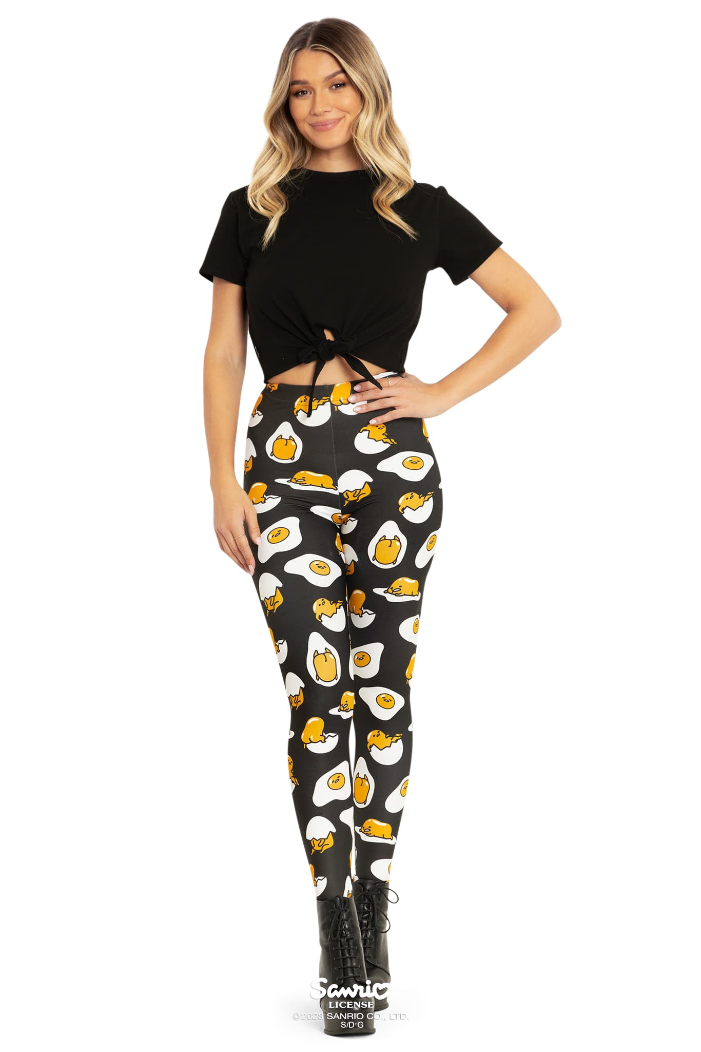 Gudetama Black High Waisted Matte Finish Leggings - Limited – BlackMilk ...