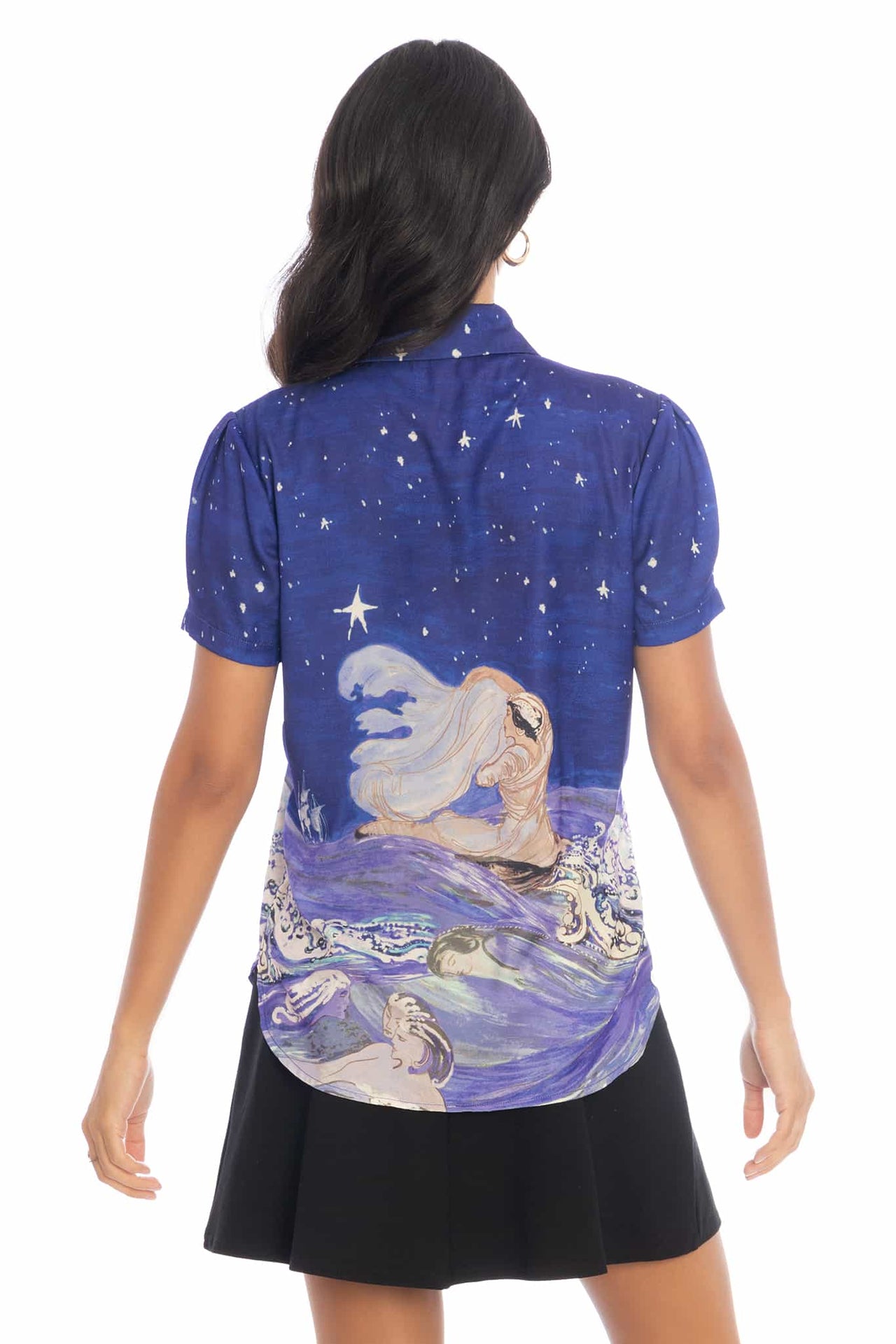 Sea Creatures Puff Sleeve Cute As A Button Shirt - Limited – BlackMilk ...