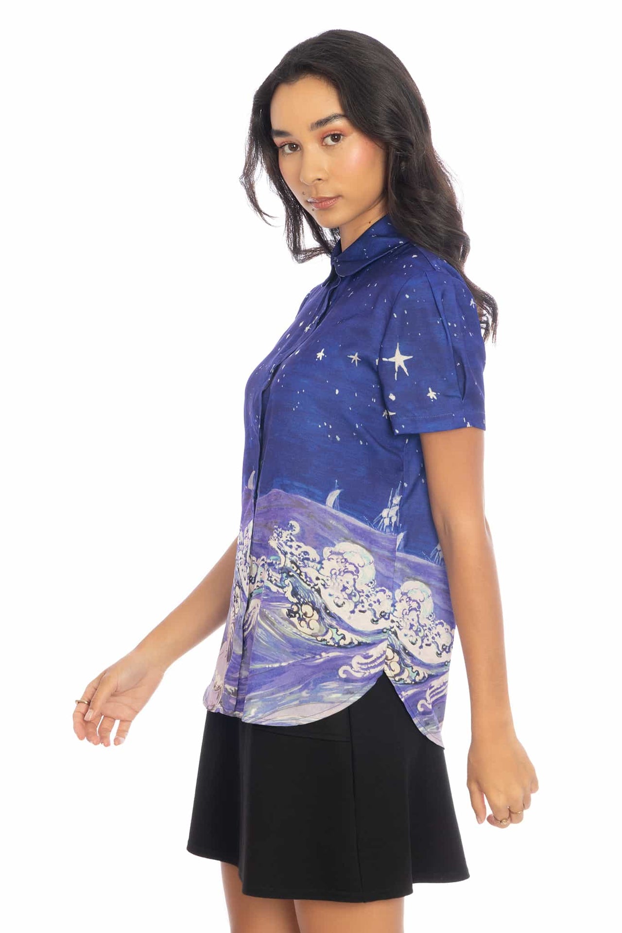 Sea Creatures Puff Sleeve Cute As A Button Shirt - Limited – BlackMilk ...