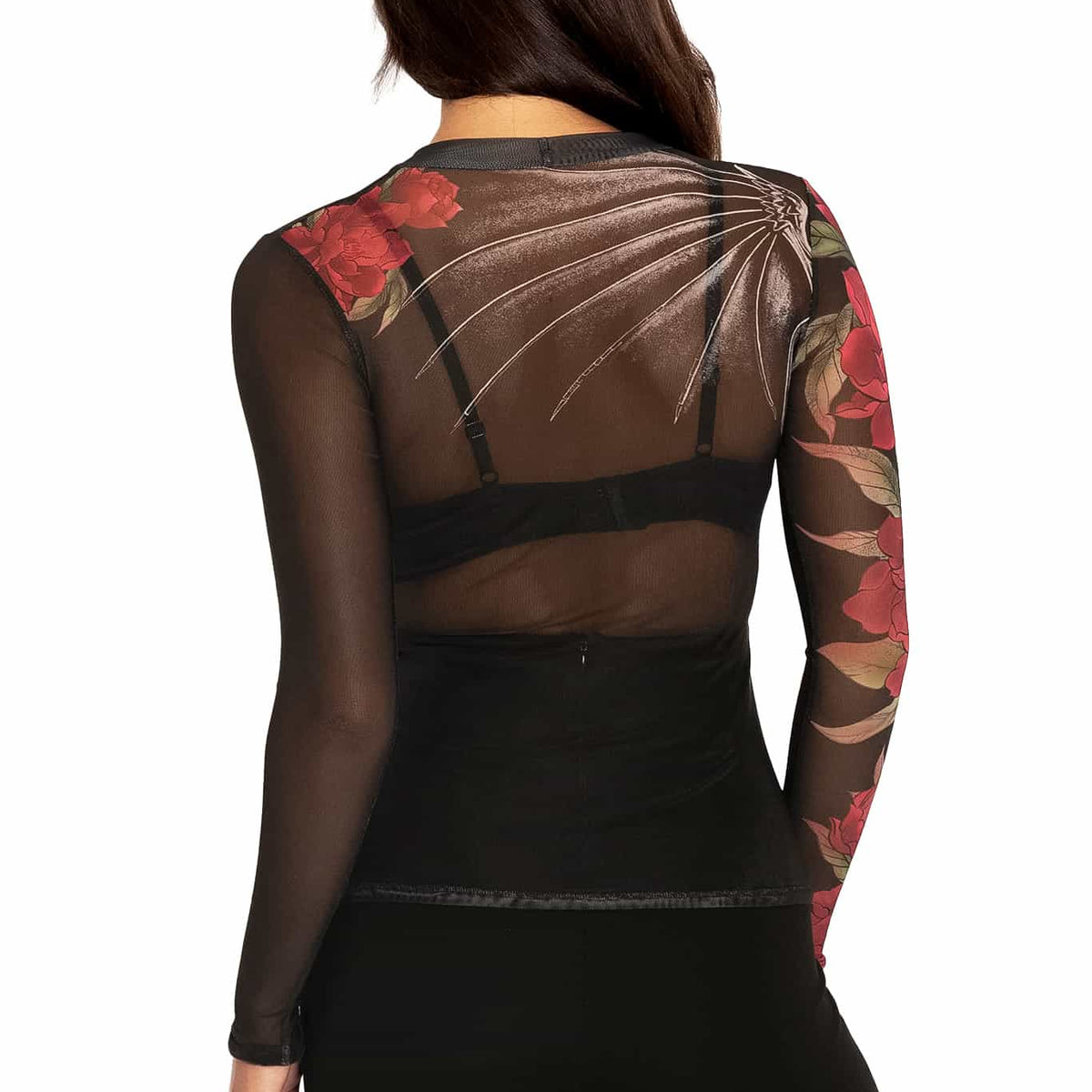 Skeletal Dragon Sheer High Neck Long Sleeve Top - Limited – BlackMilk ...