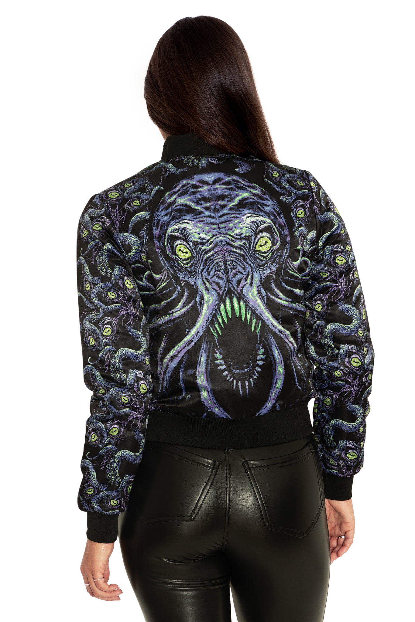 Space Cthulhu Cropped Shiny Bomber Jacket - Limited – BlackMilk Clothing