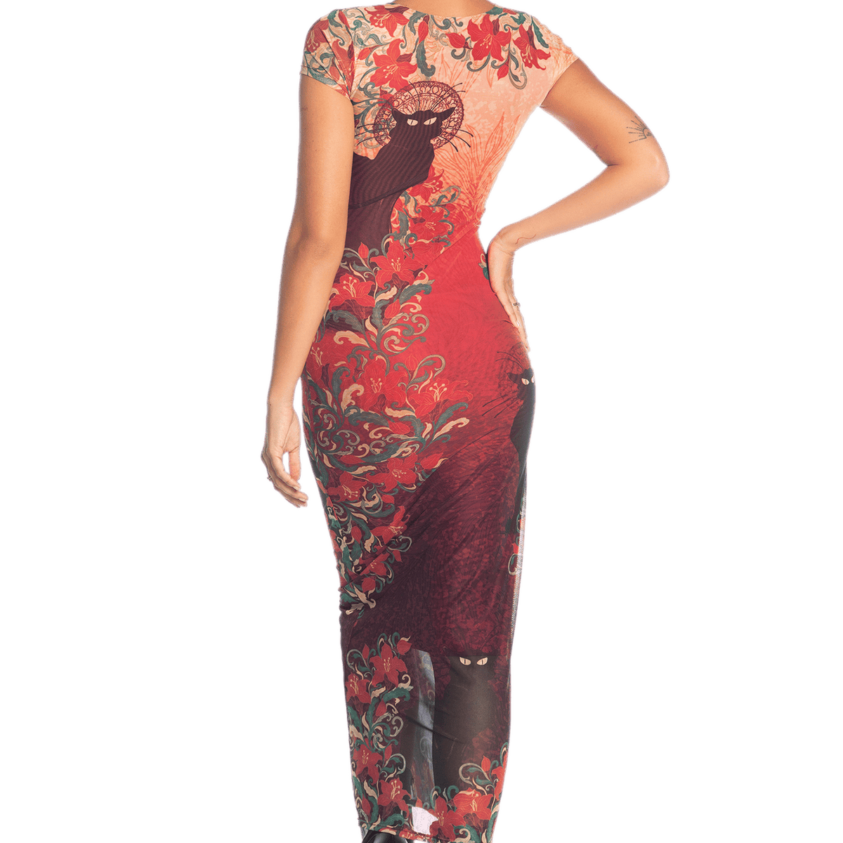 Le Chat Noir Sheer Cap Sleeve Bodycon Dress – BlackMilk Clothing