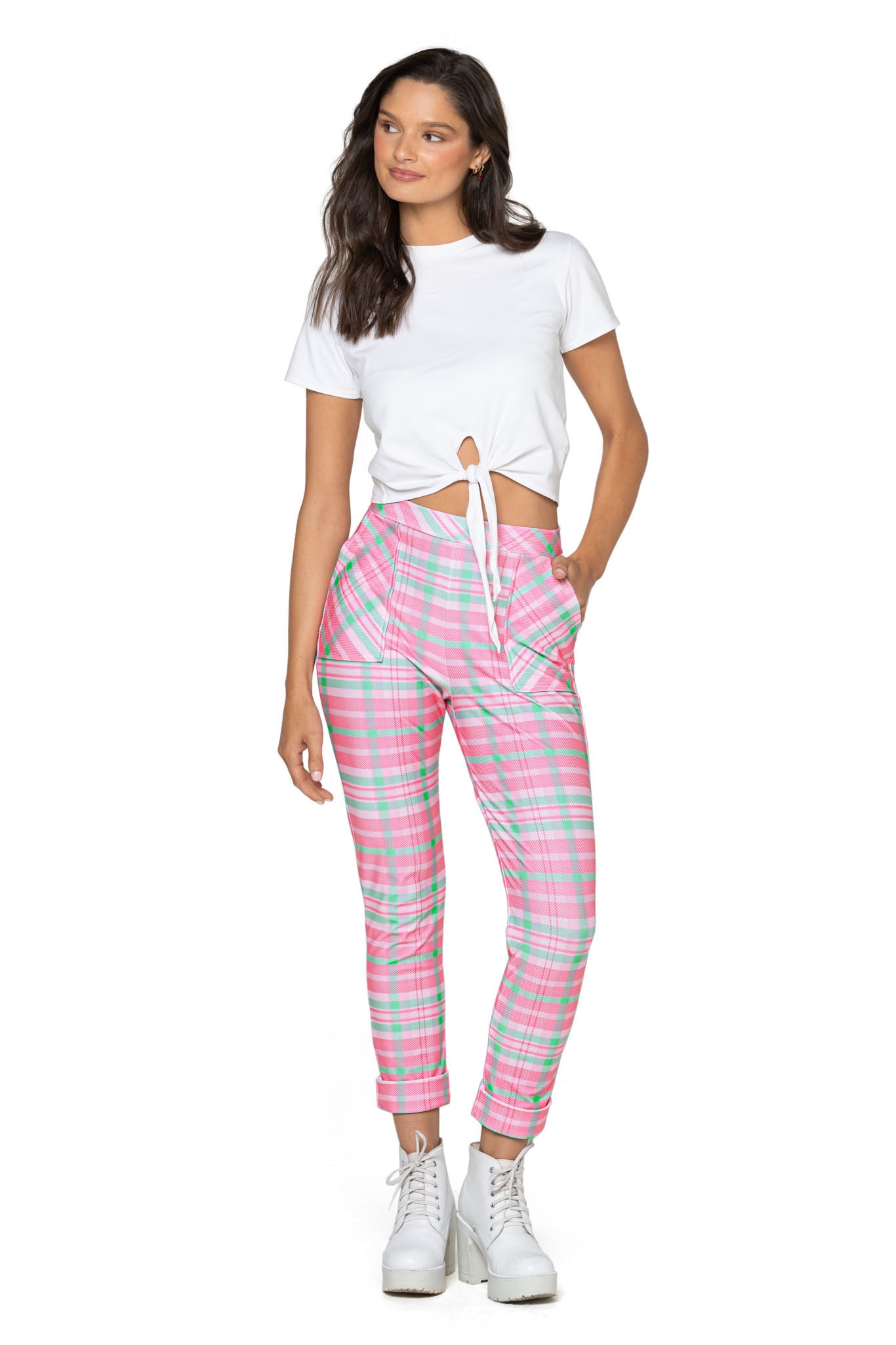 Tartan Pink Cuffed Pants - Limited – BlackMilk Clothing
