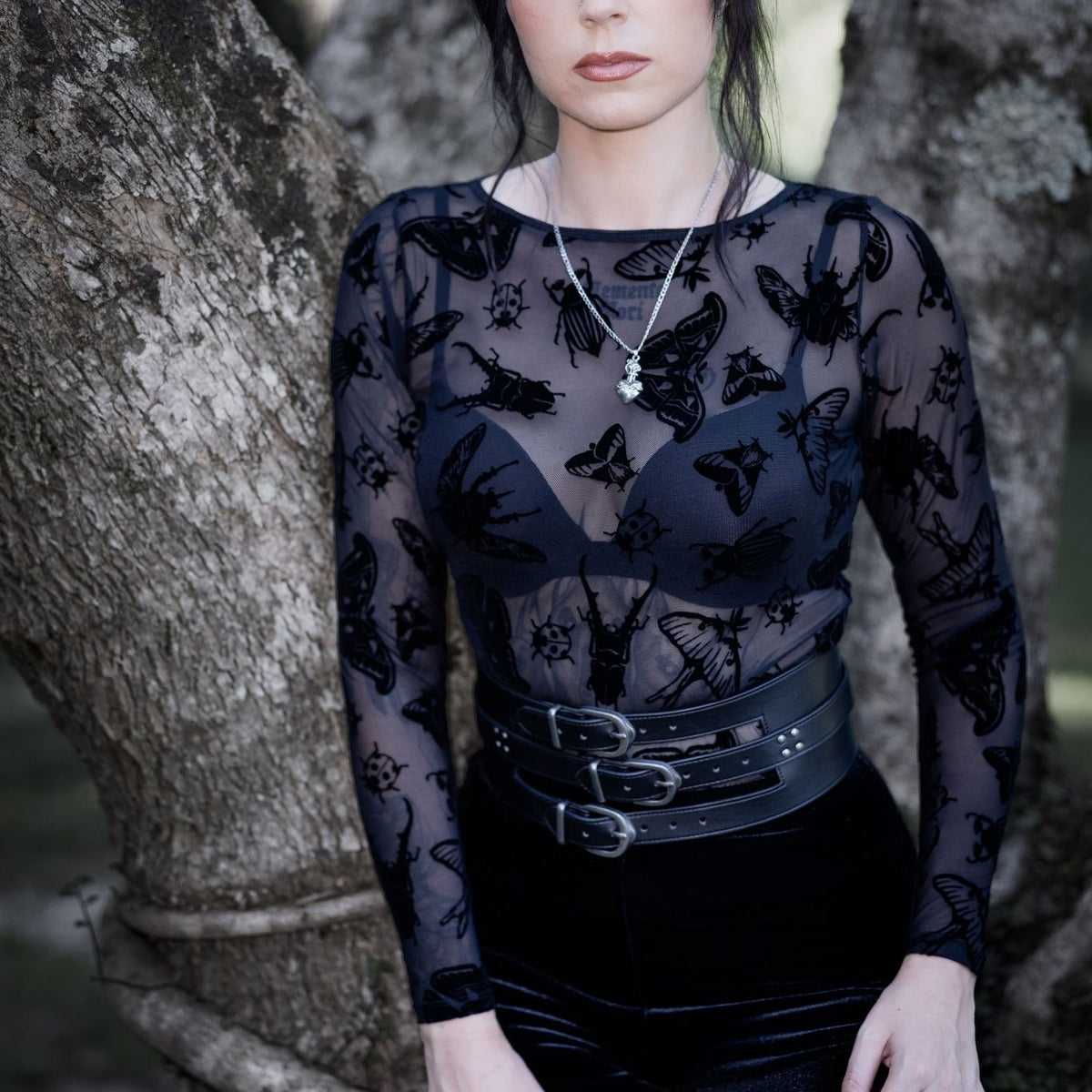 The Swarm Sheer Boat Neck Long Sleeve Top - Limited – BlackMilk Clothing