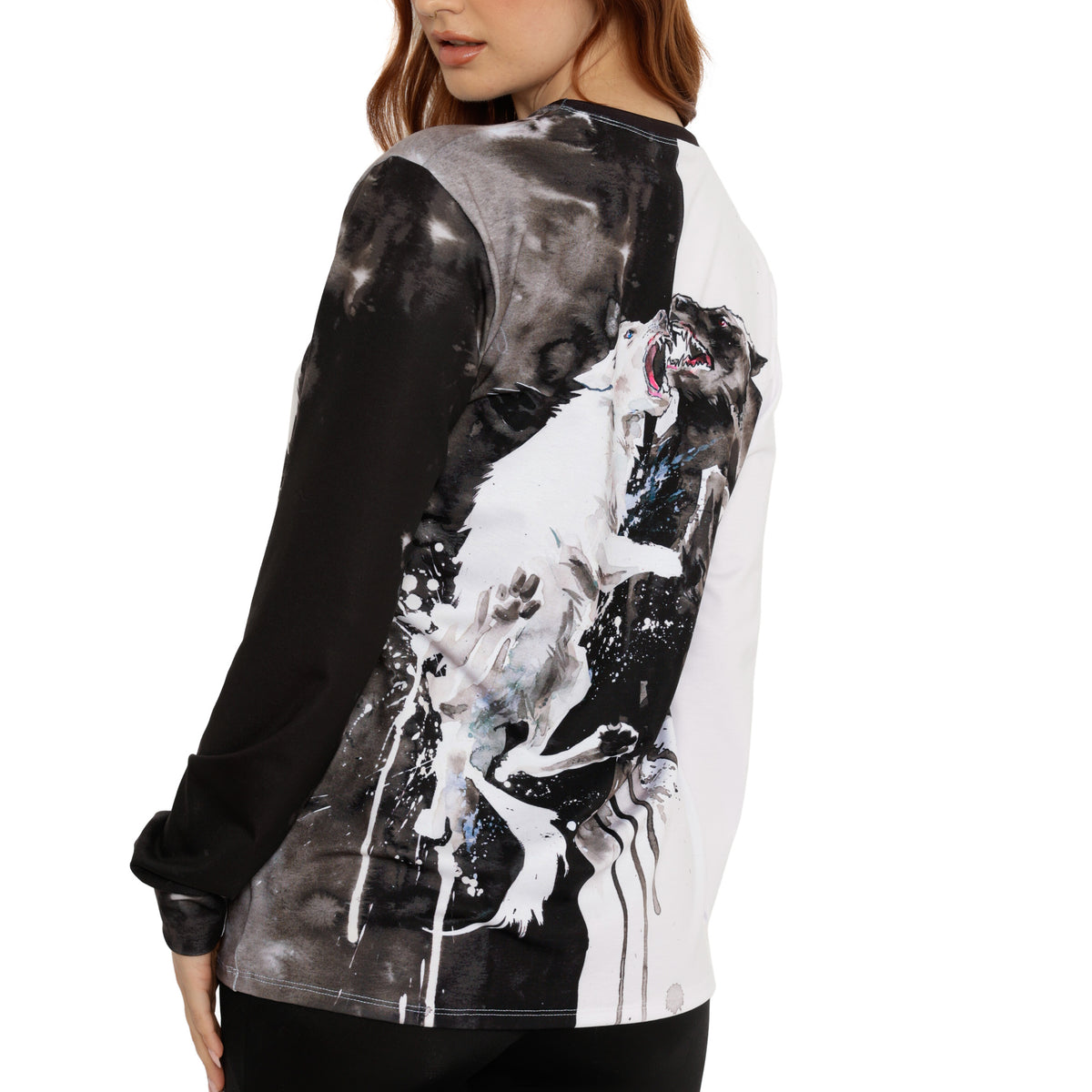 Two Wolves Long Sleeve Boyfriend Tee - Limited – BlackMilk Clothing