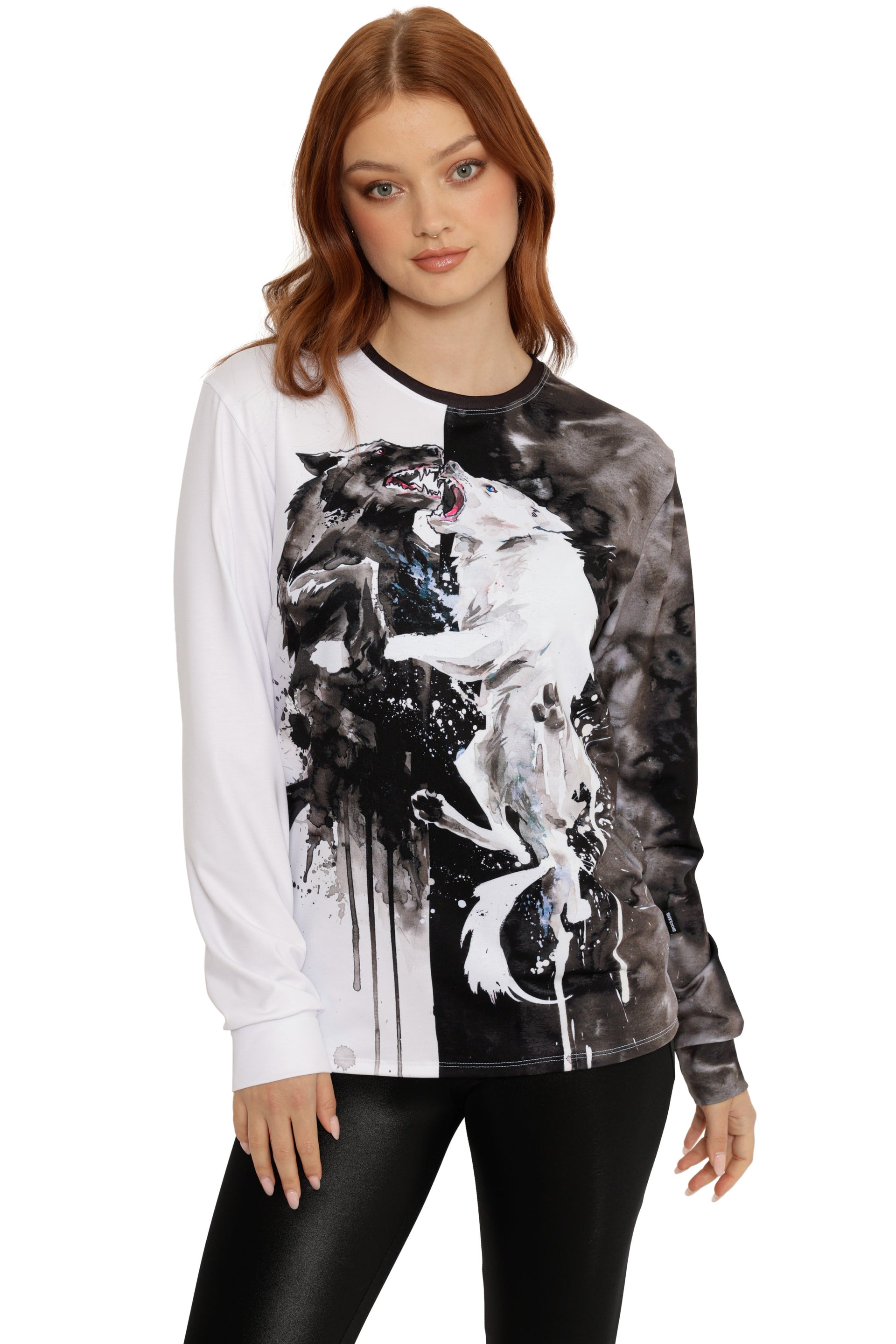 Two Wolves Long Sleeve Boyfriend Tee - Limited – BlackMilk Clothing